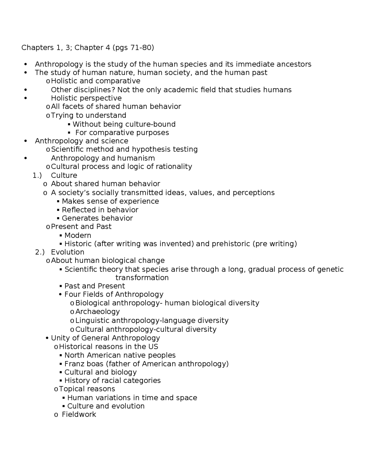 Test 1 Review Notes - Introduction to Anthropology | ANTH 1102 | Study ...