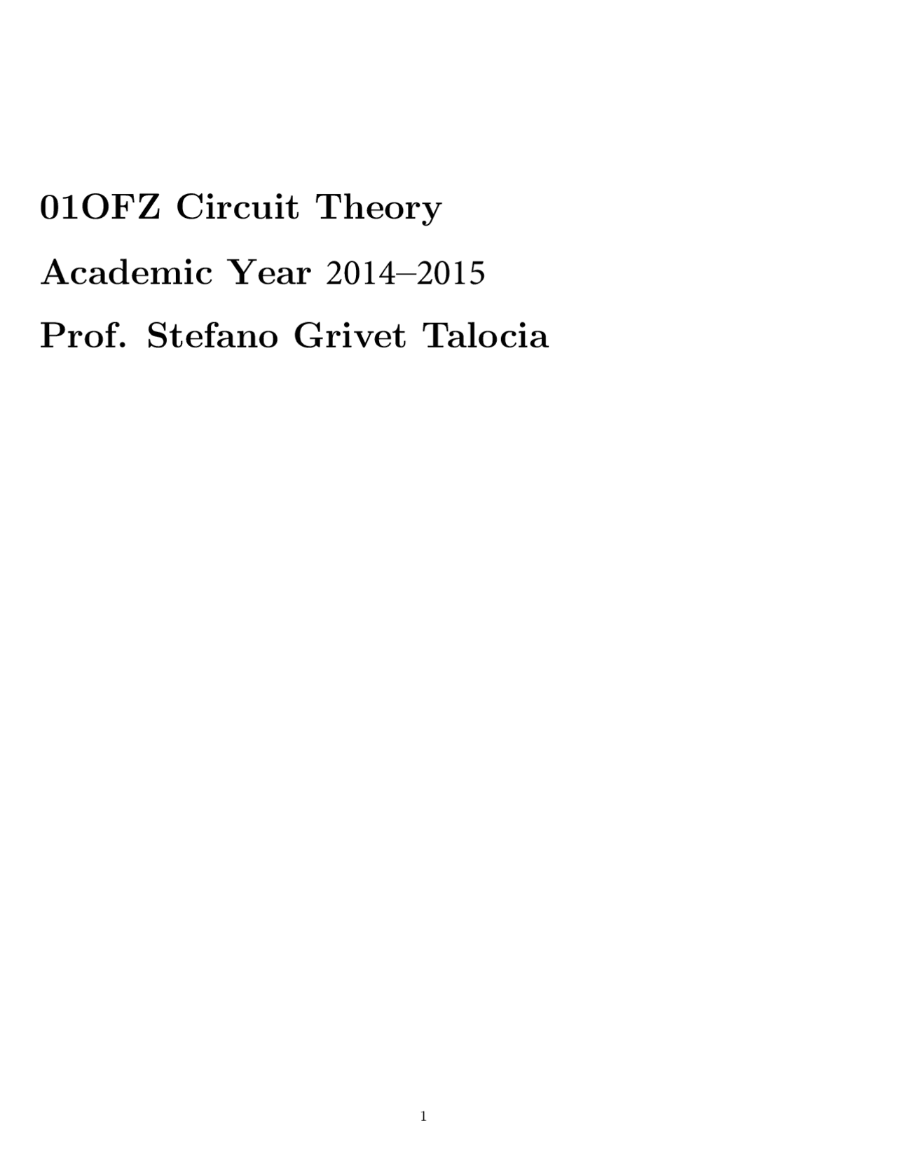 Circuit Theory Docsity