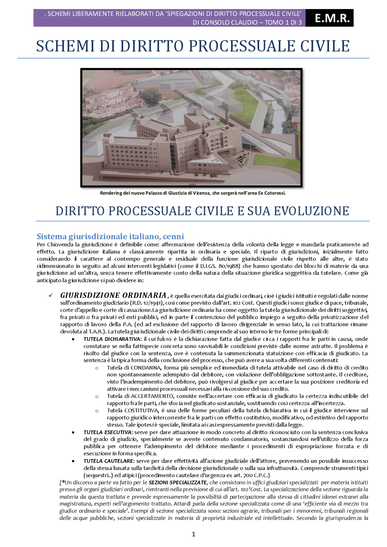 Riassunto Diritto processuale civile tomo 1 - Docsity