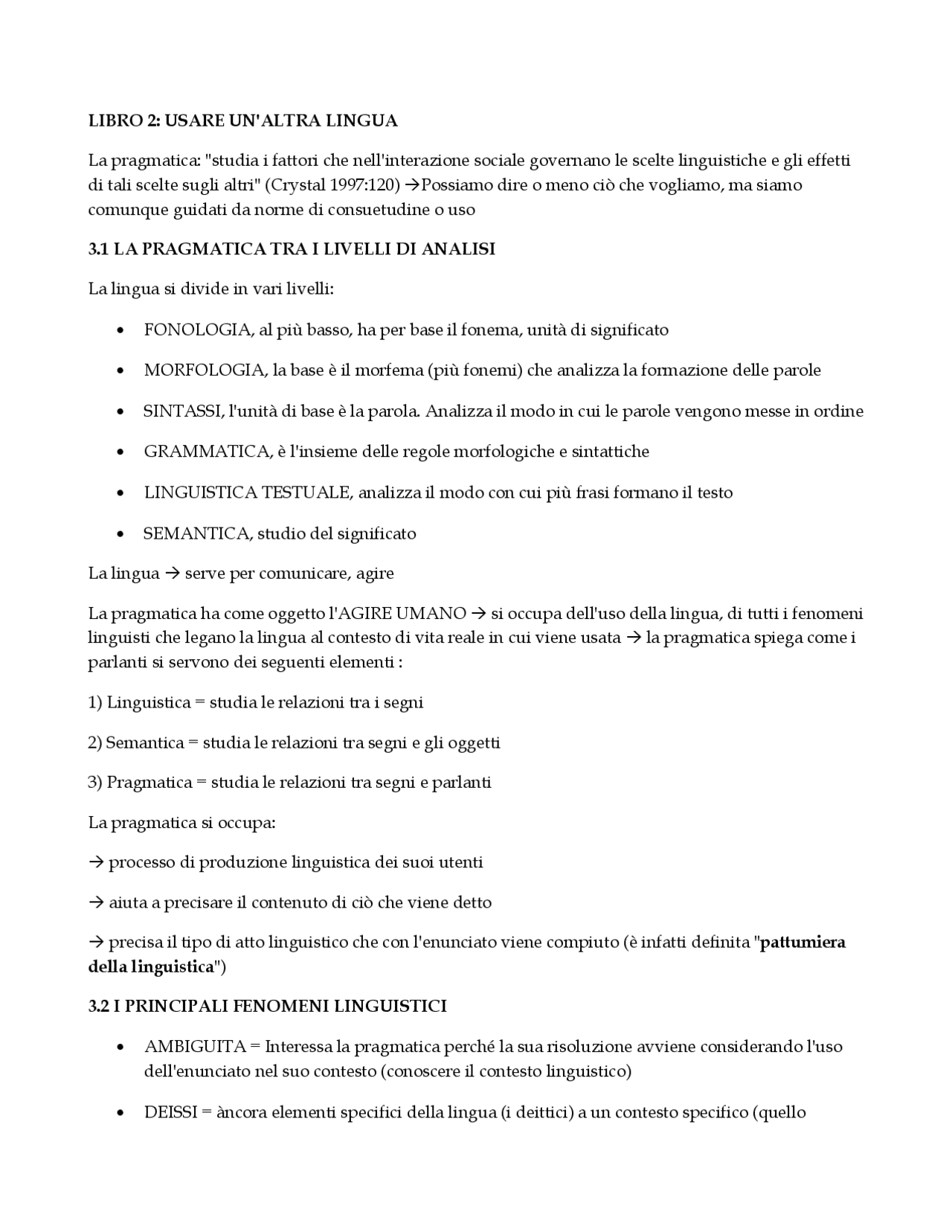 Riassunto Di Usare Unaltra Lingua Docsity