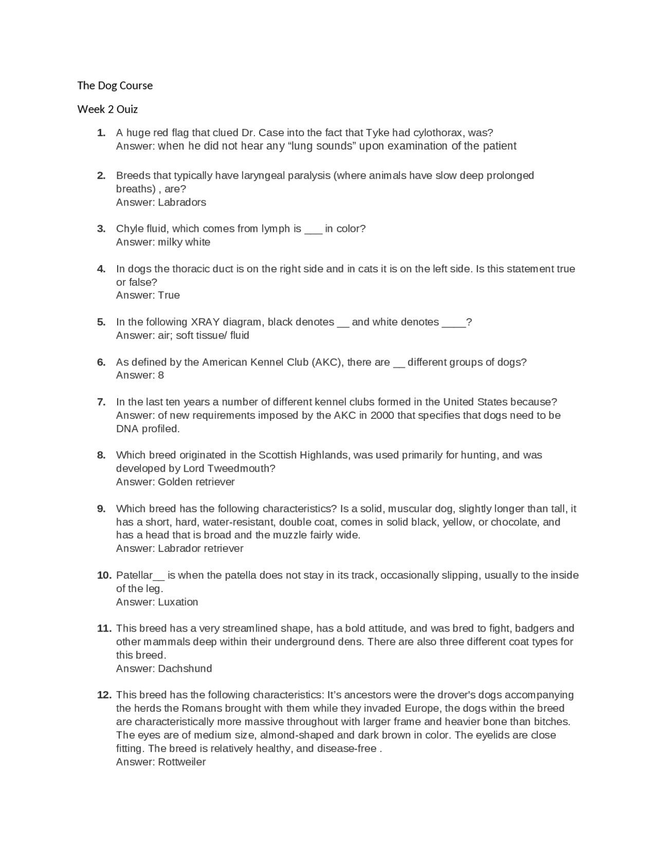 15 Questions on Dog Course in Quiz 2 | VME 3001 | Quizzes Veterinary ...