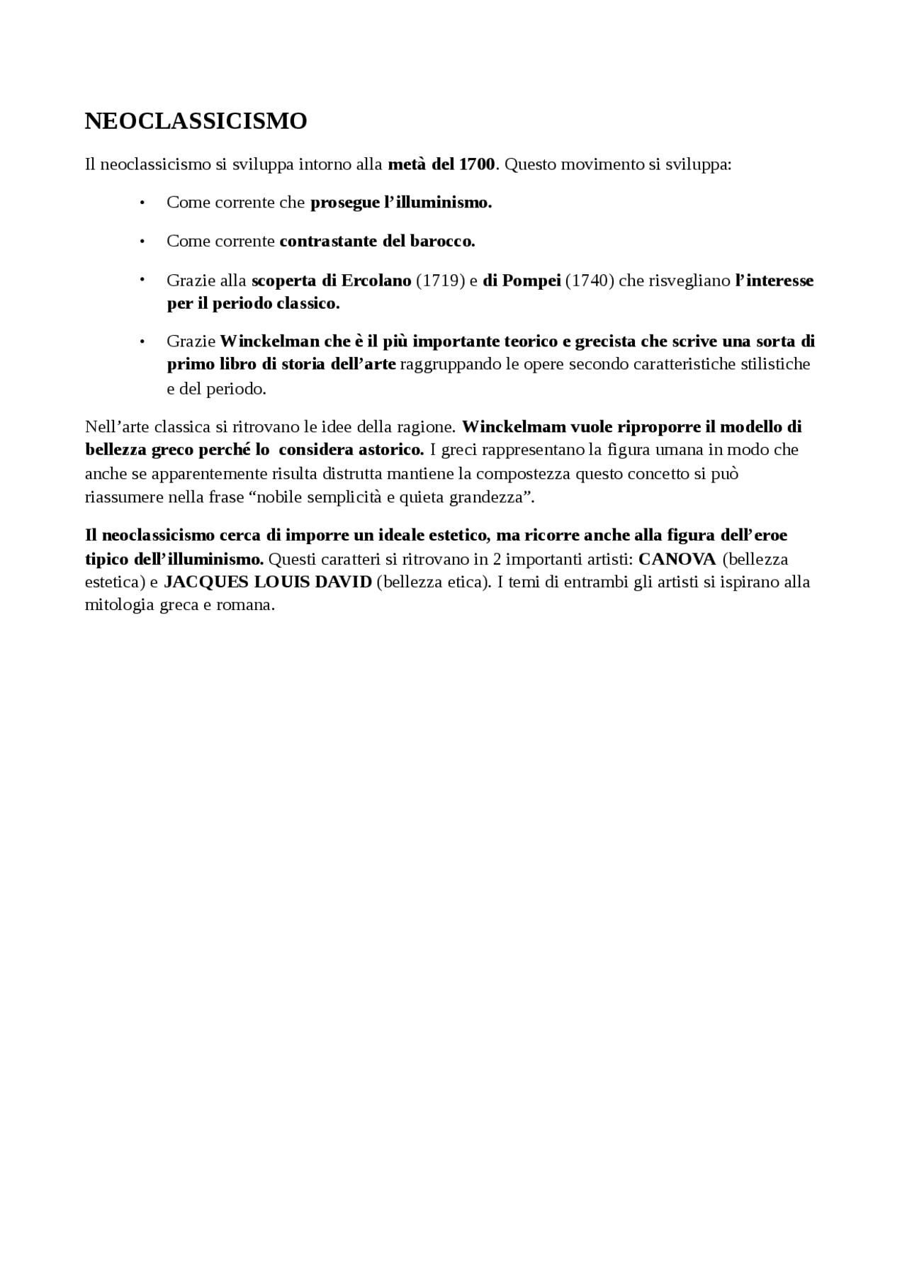 Appunti Su Canova E Jacque Louis David Docsity