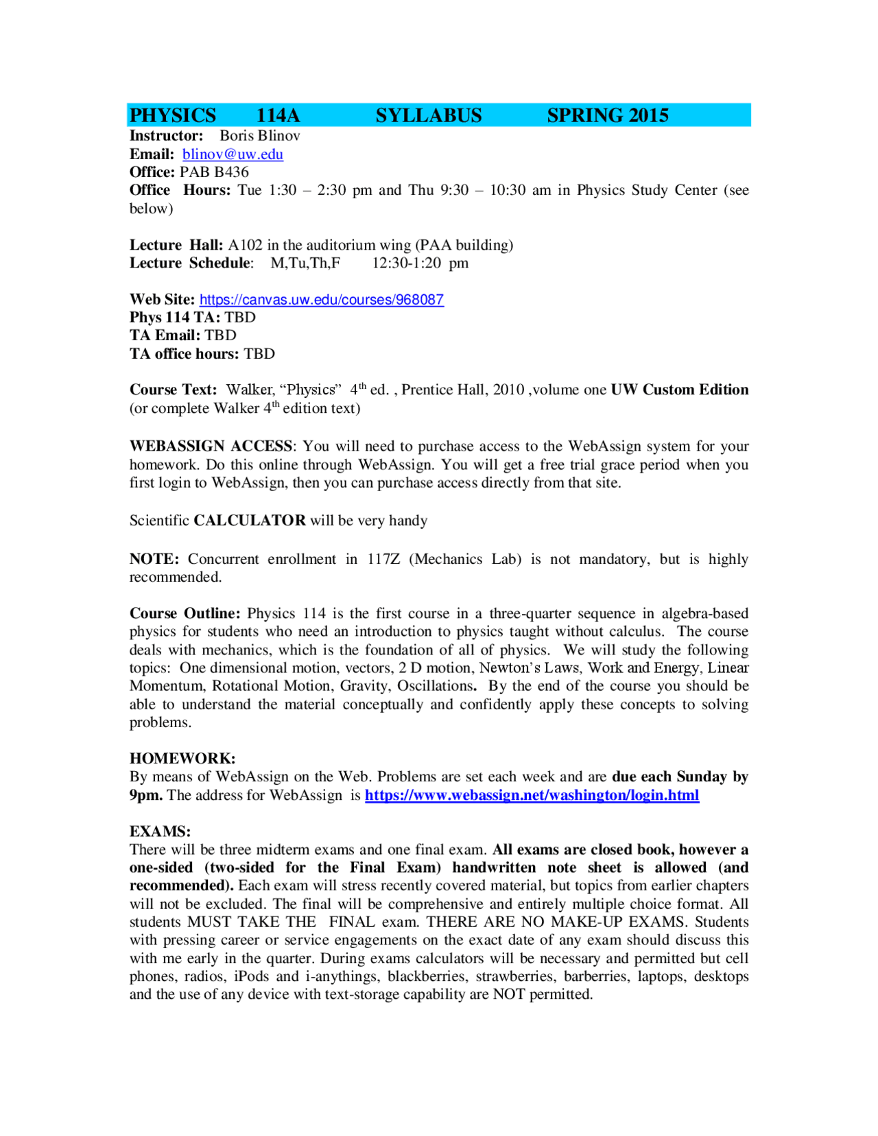 Course Materials for General Physics | PHYS 114 - Docsity