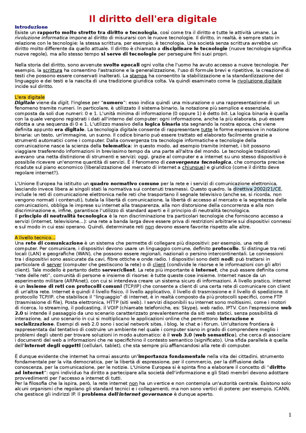 Riassunto Il Diritto Dellera Digitale Pascuzzi Docsity