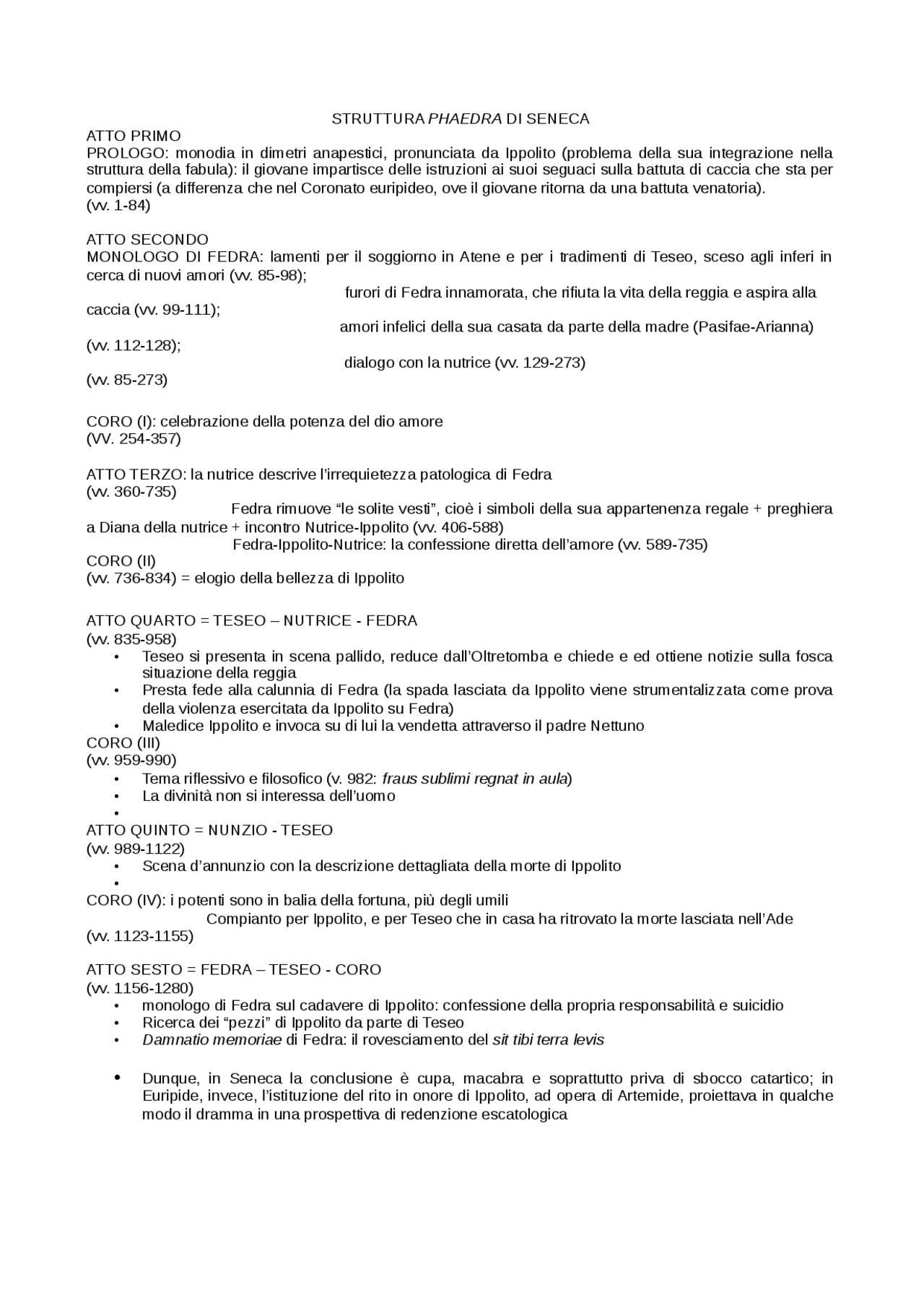 Schema Fedra - Seneca - Docsity