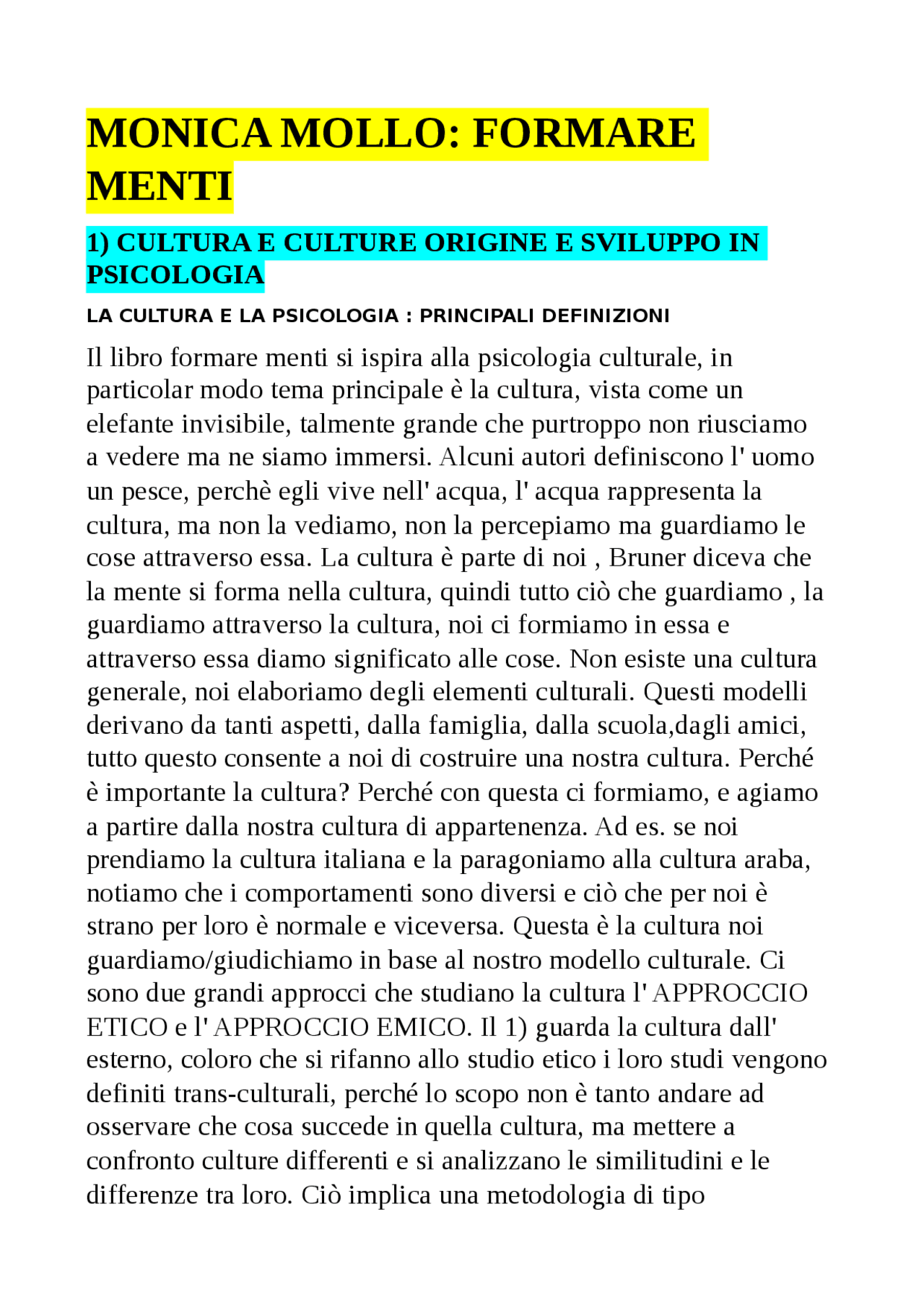 Riassunto Formare Menti di Monica Mollo - Docsity