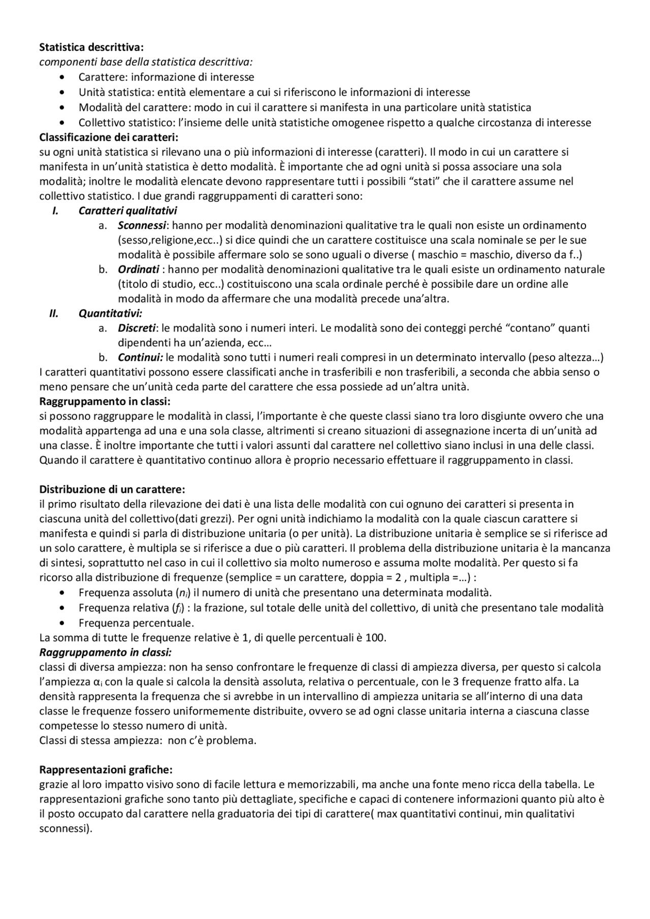 Riassunto Statistica Principi E Metodi Cicchitelli Docsity