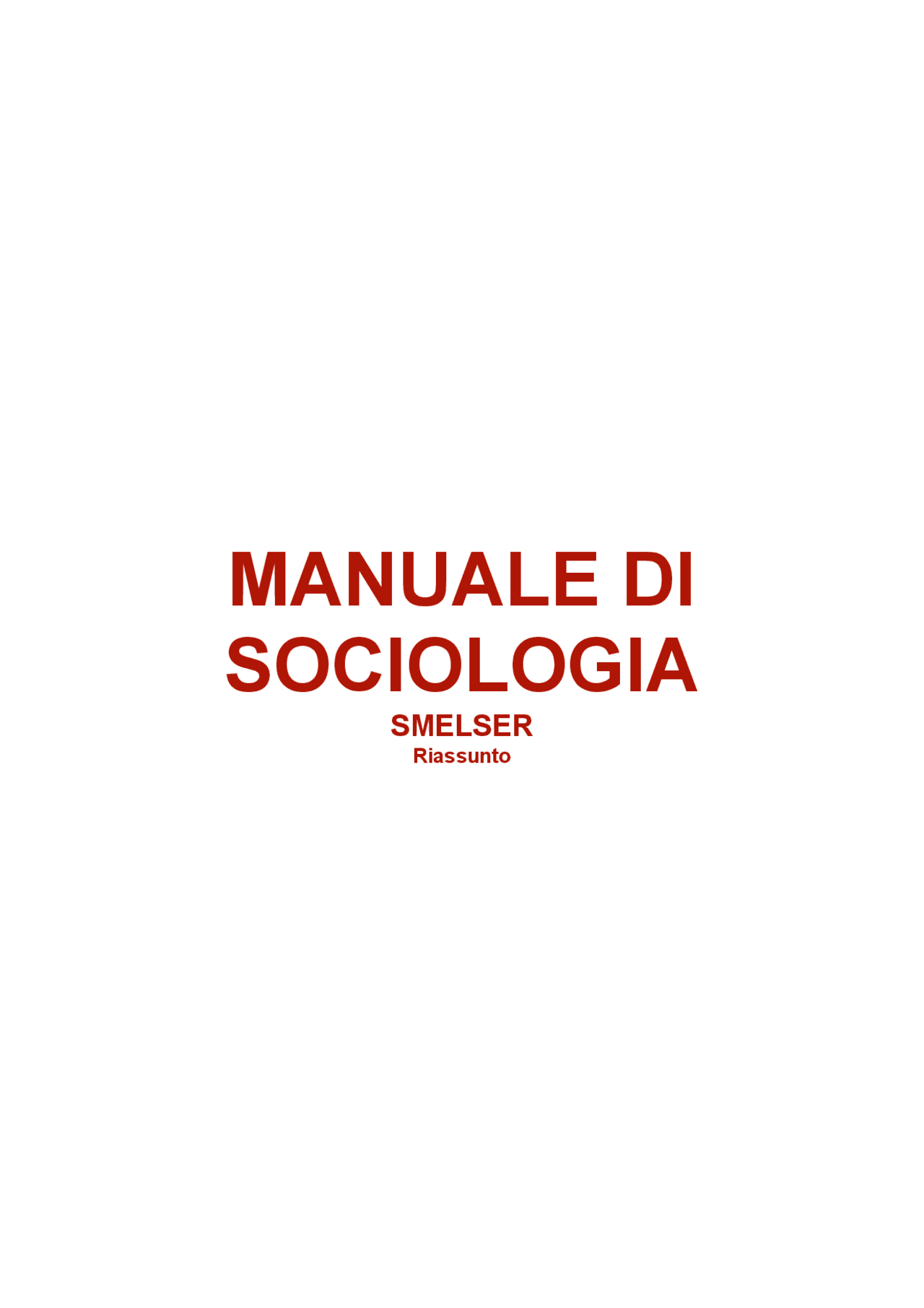Riassunto Del Manuale Di Sociologia Smelser Docsity