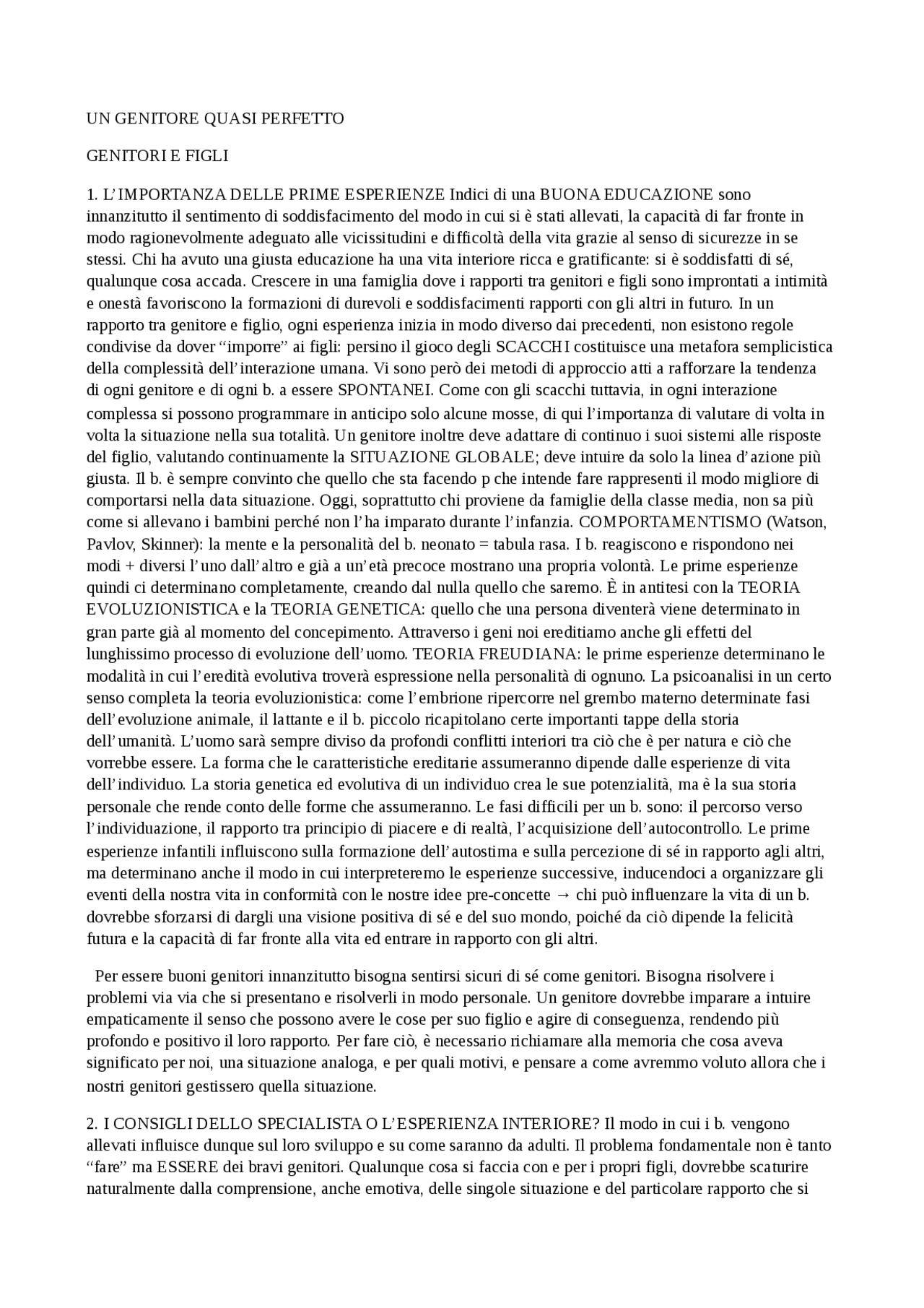 Un Genitore Quasi Perfetto Docsity