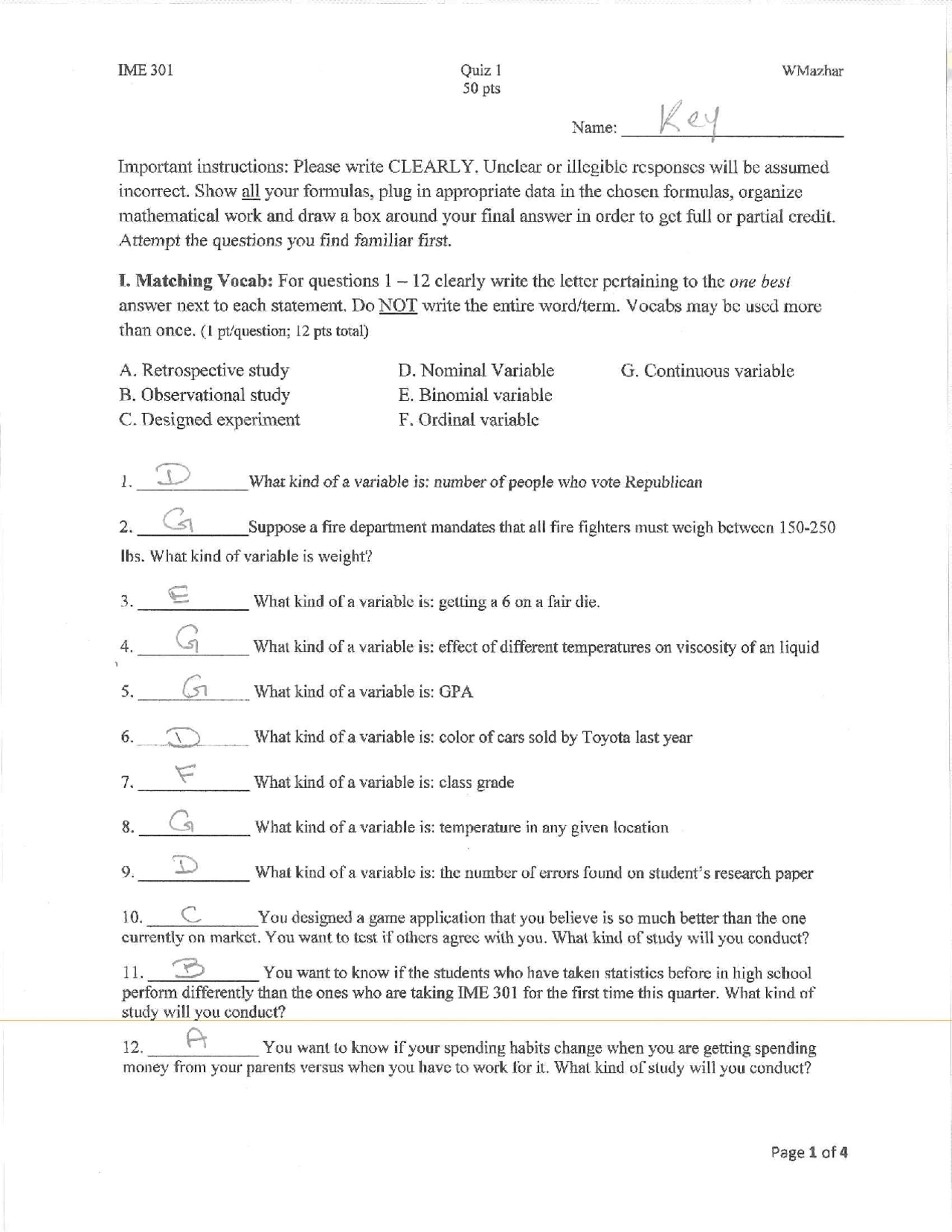 30 Solved Problems On Distribution Identification Quiz 1 Ime 301