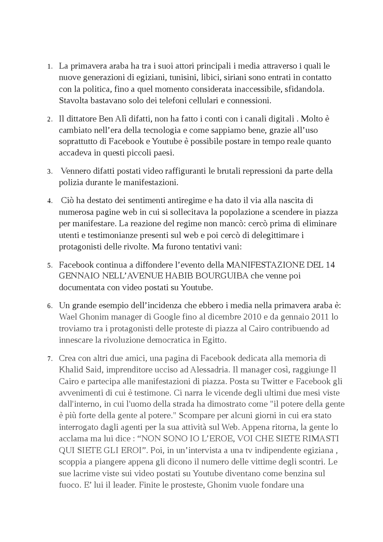 Primavere arabe e social networks - Docsity