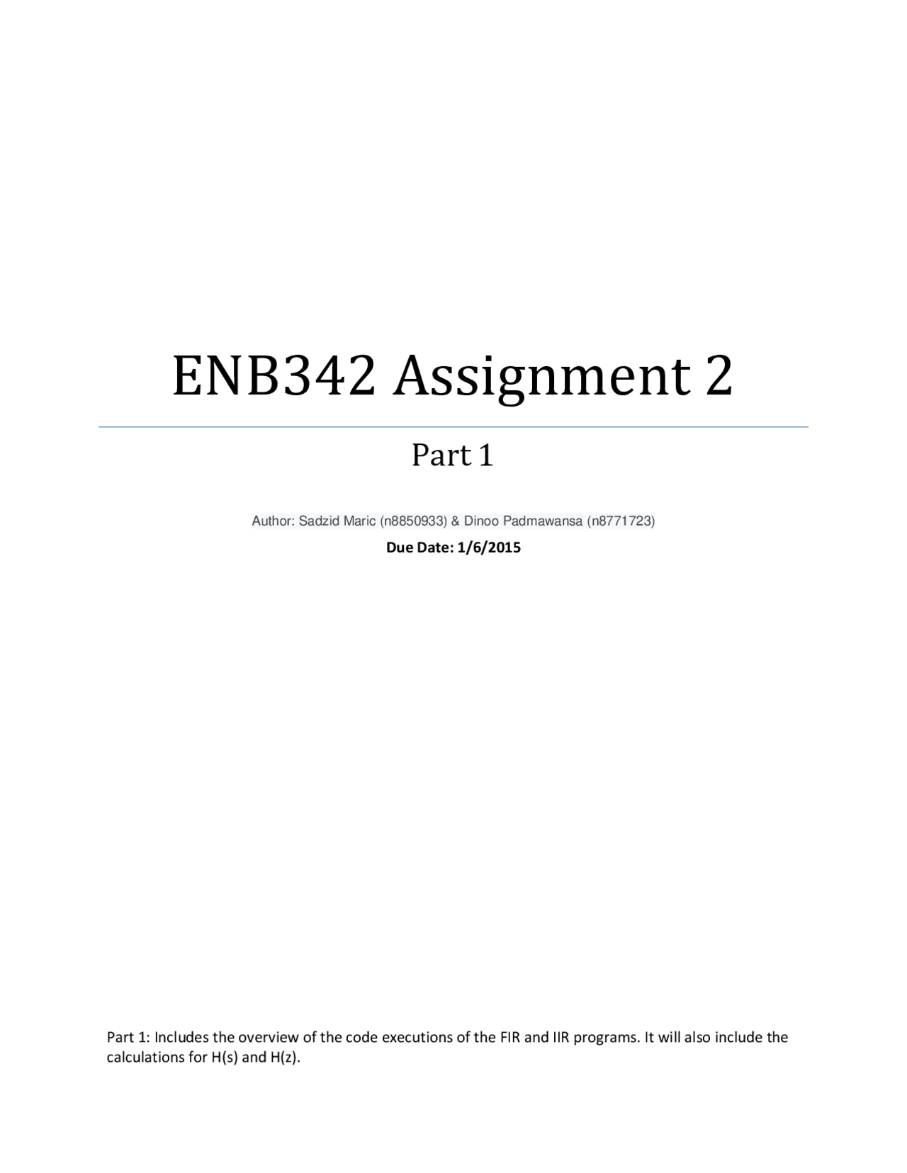Enb342 assignment 2 | Exercises Advanced Control Systems | Docsity