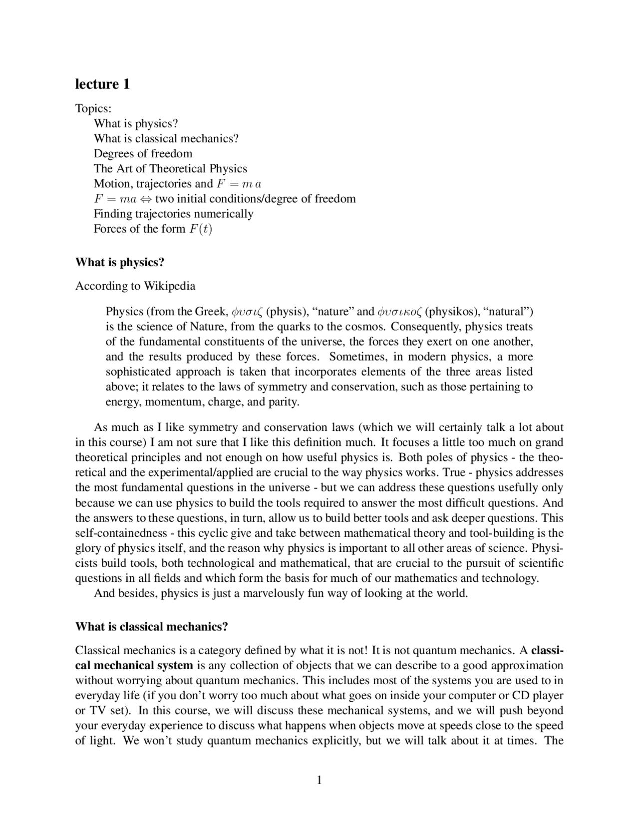 Physics 16 - Lecture notes - Howard Georgi - Docsity