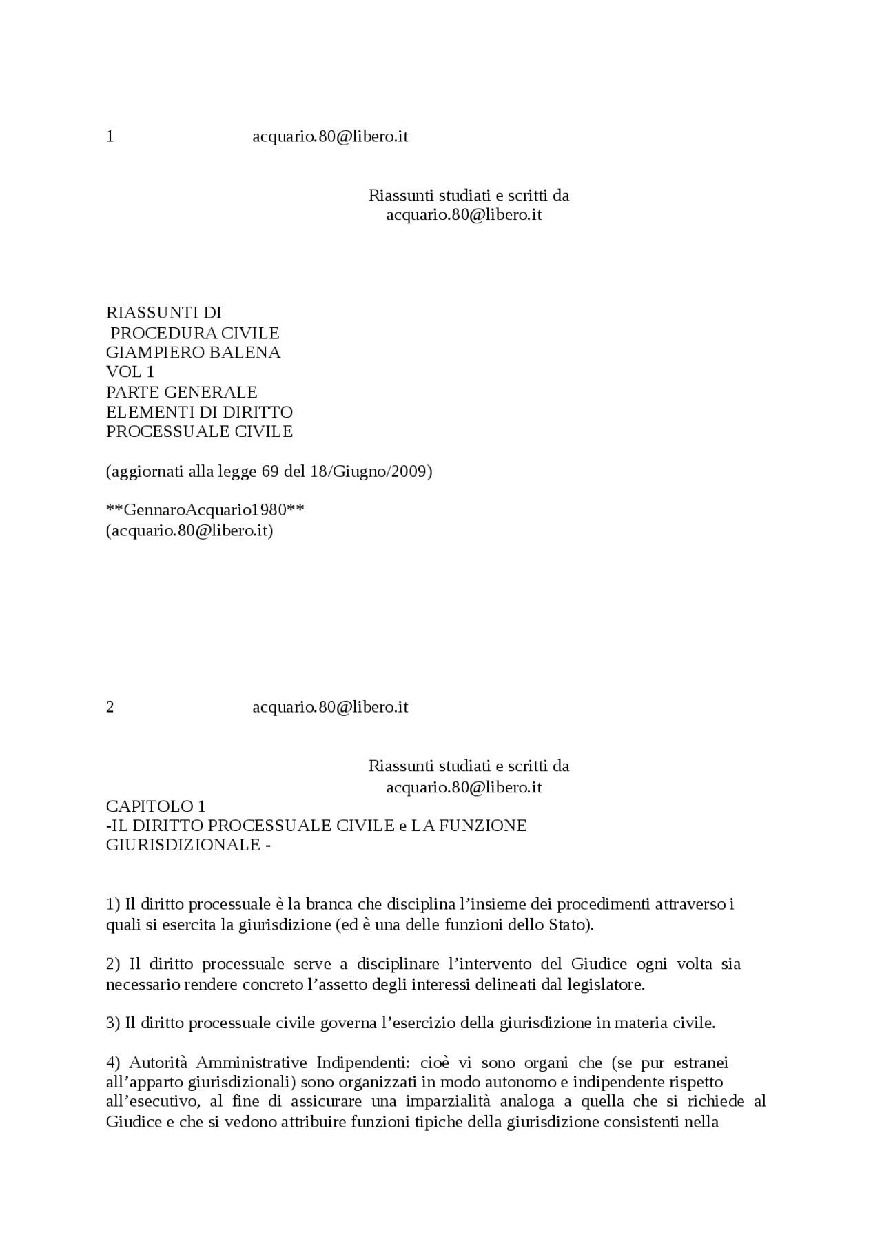 Dispense Di Procedura Civile Balena Docsity