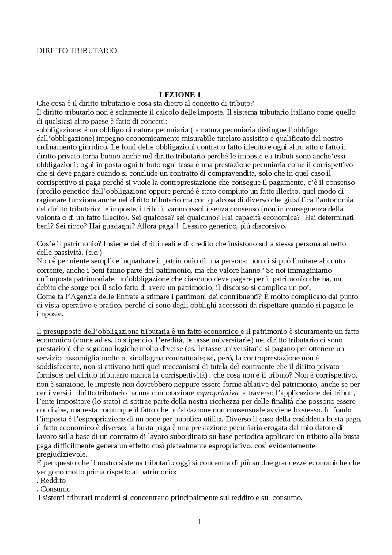 Diritto Tributario Docsity