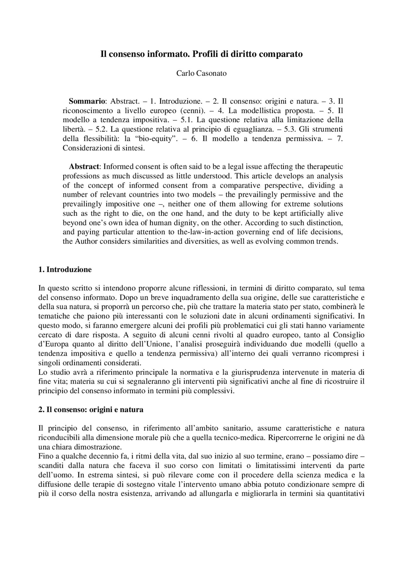 Consenso Informato Casonato Docsity