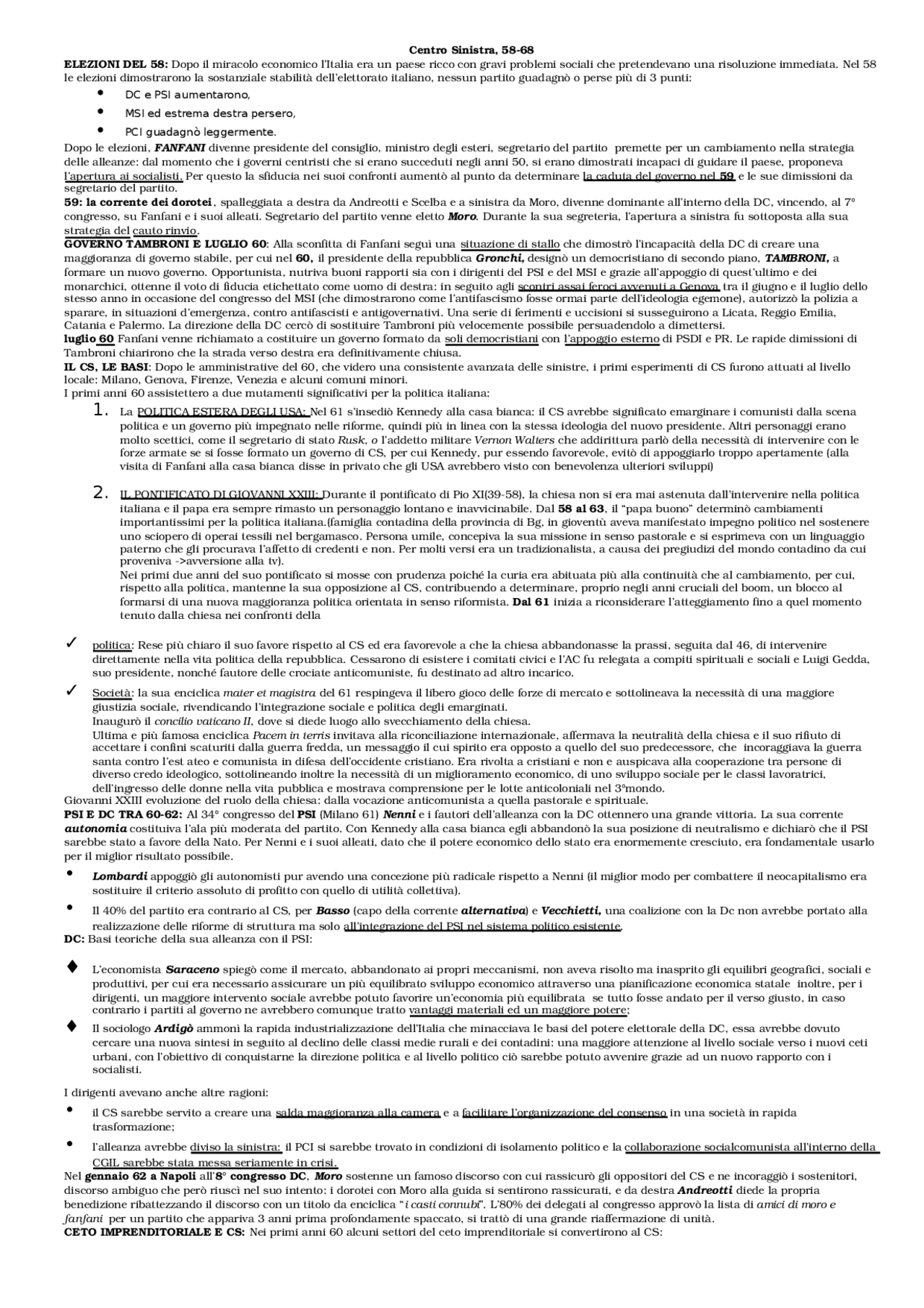 Centro Sinistra Docsity