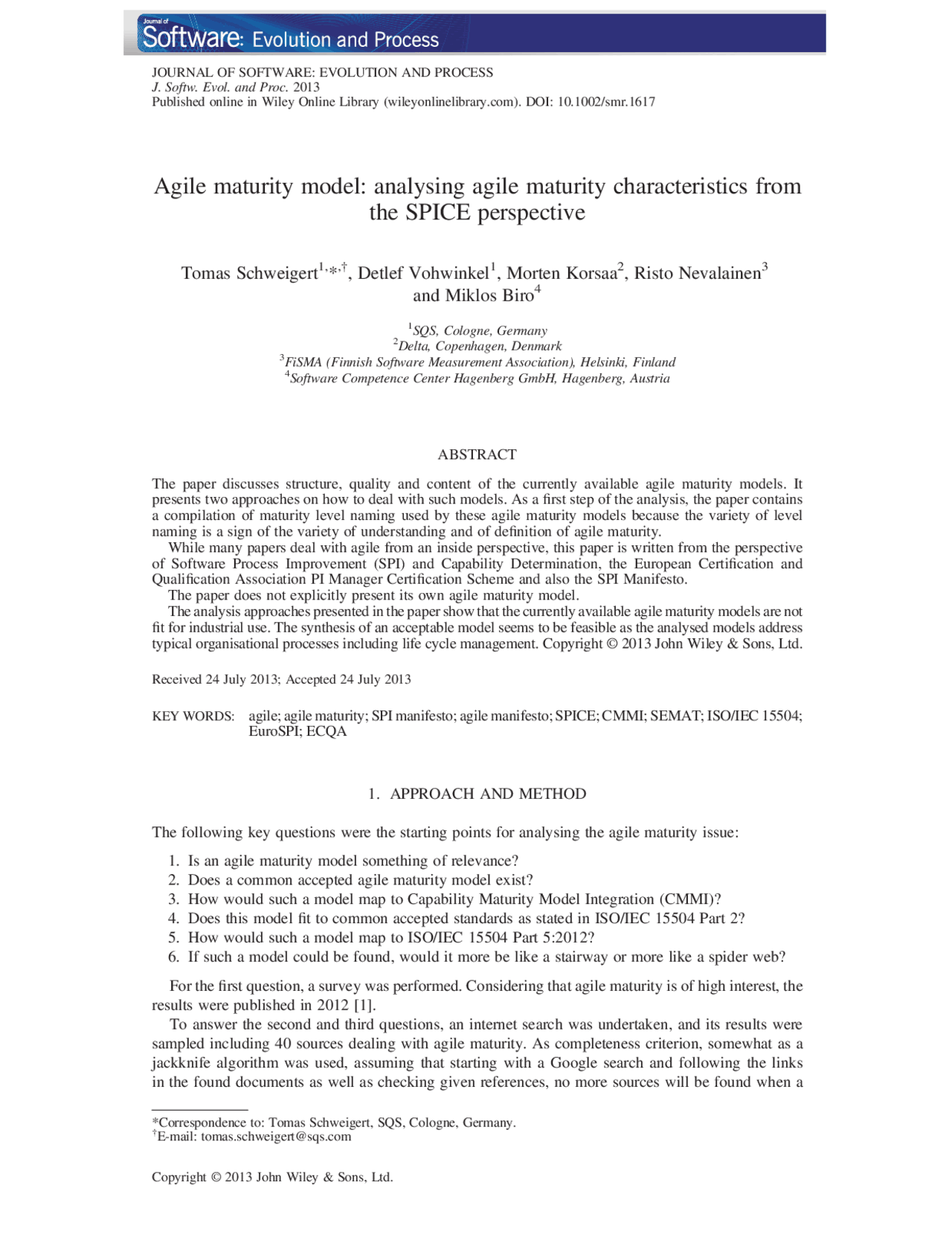 Analyzing Agile Maturity Models: A SPICE Perspective | Essays (high ...