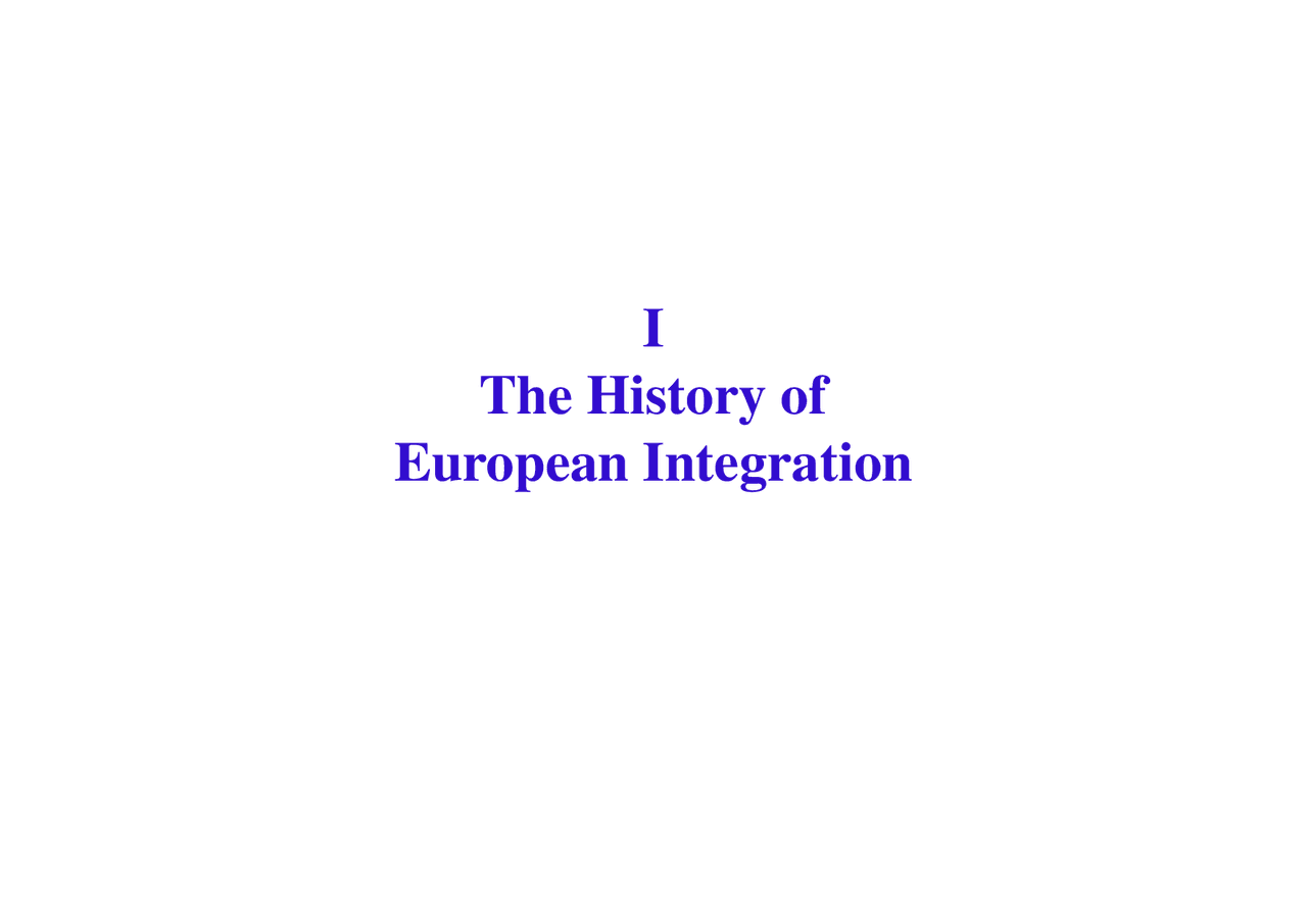 The History of European Integration - Docsity