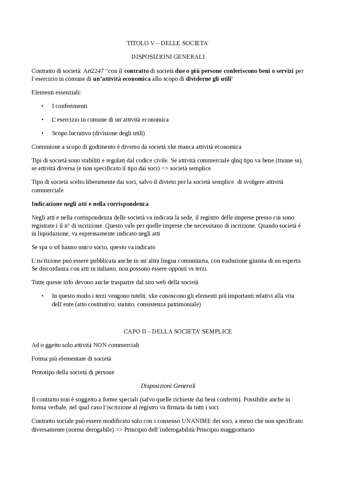 Diritto Societario Docsity