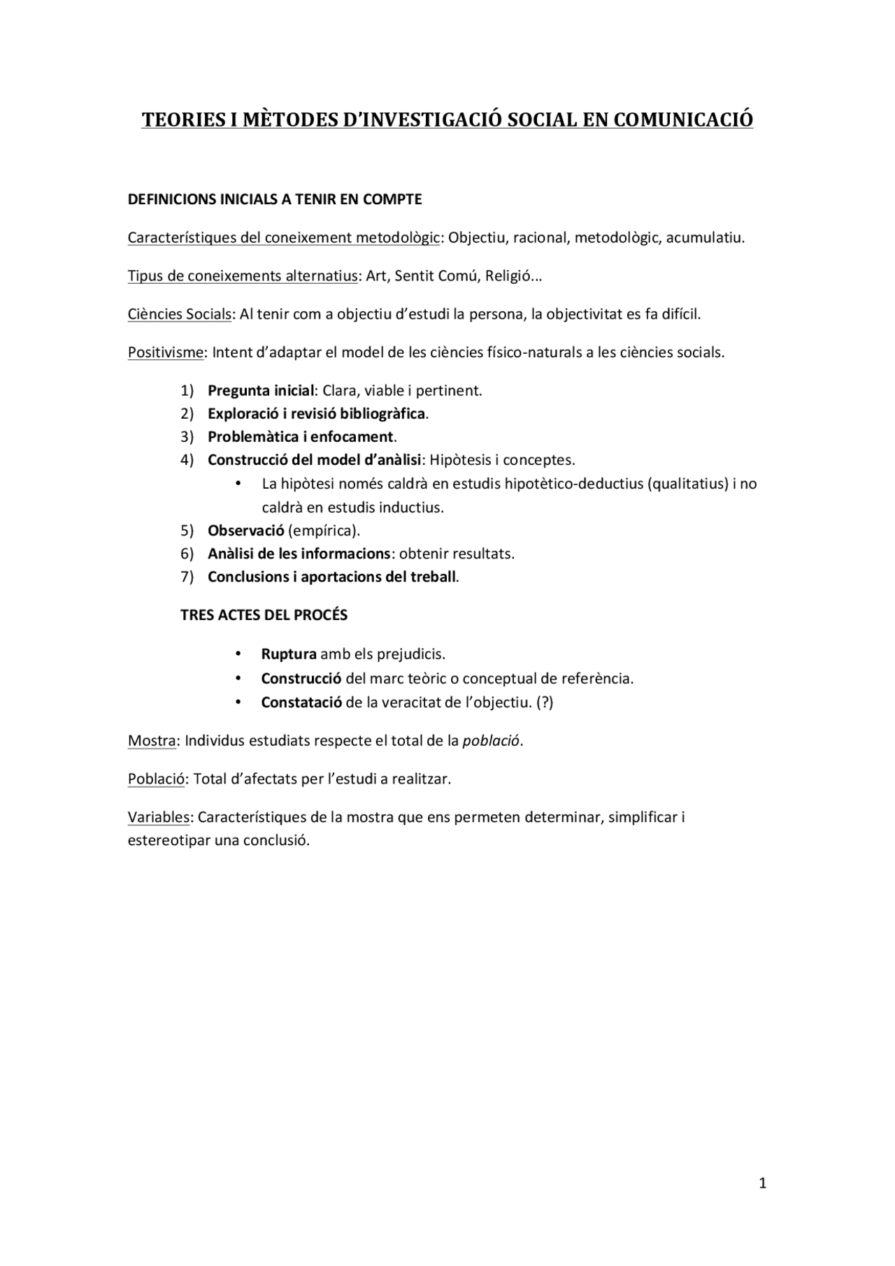 Apunts Teories I Mètodes De Investigació Social Docsity