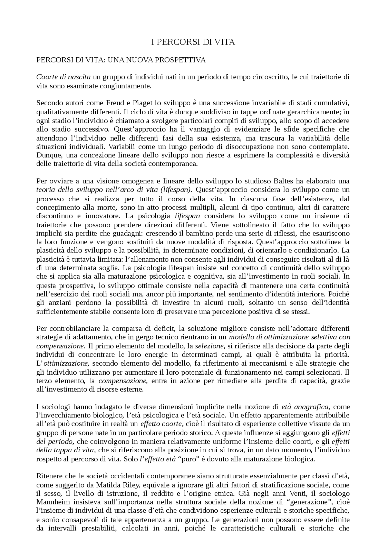 I Percorsi Di Vita Docsity
