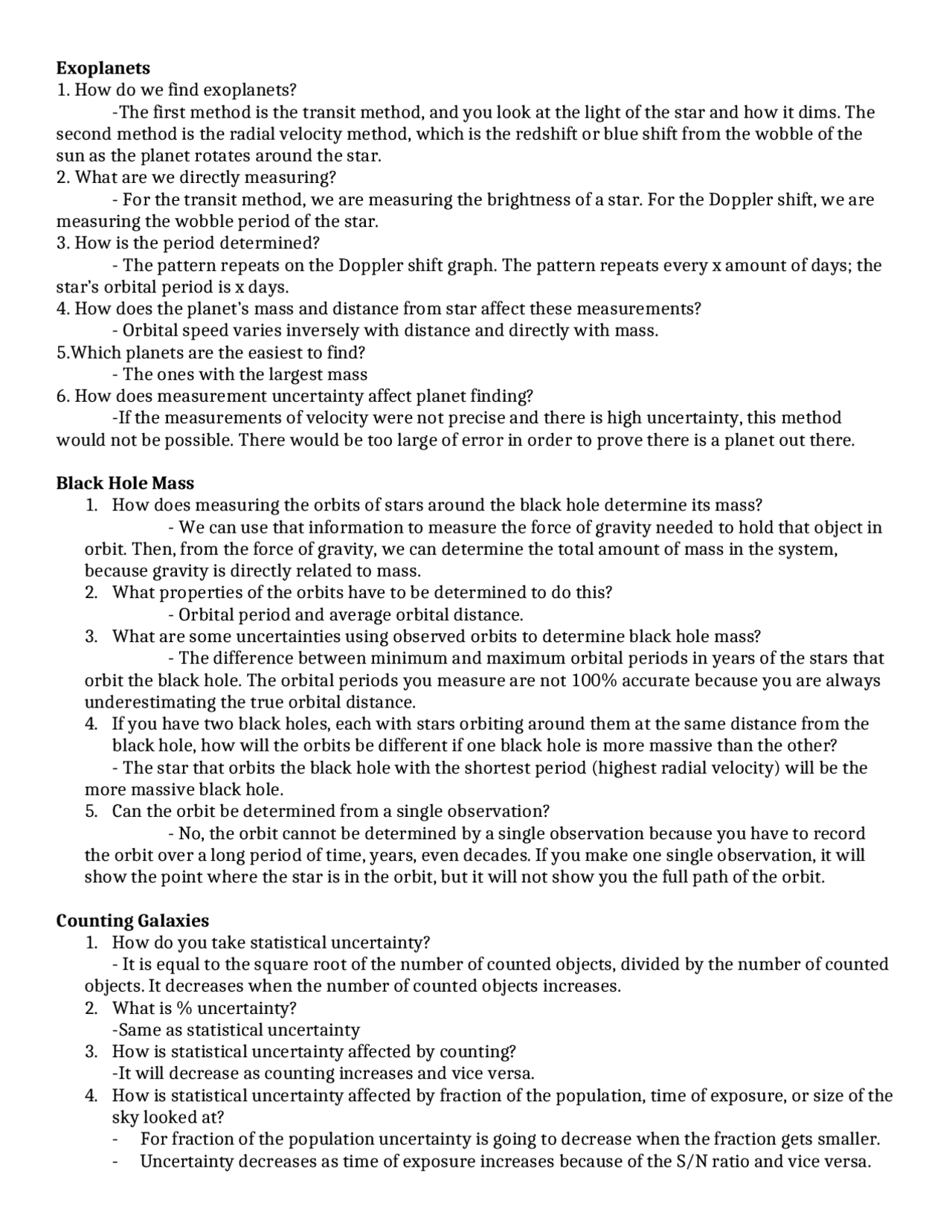 Final Exam Lab Review Visions Of The Universe Lab Isp 205l Docsity