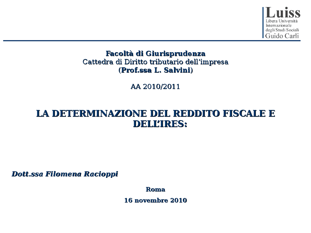 Determinazione Del Reddito Fiscale Ed Ires Docsity