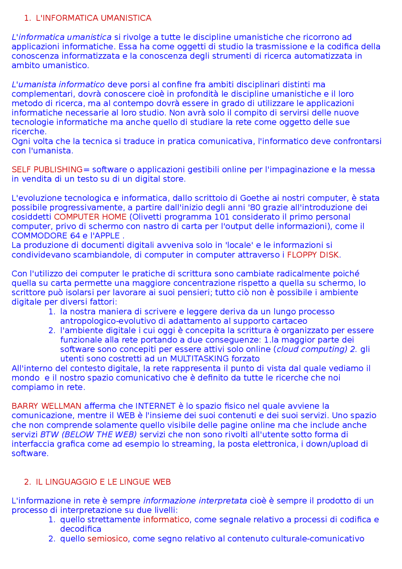 Informatica Per Le Scienze Umane Docsity