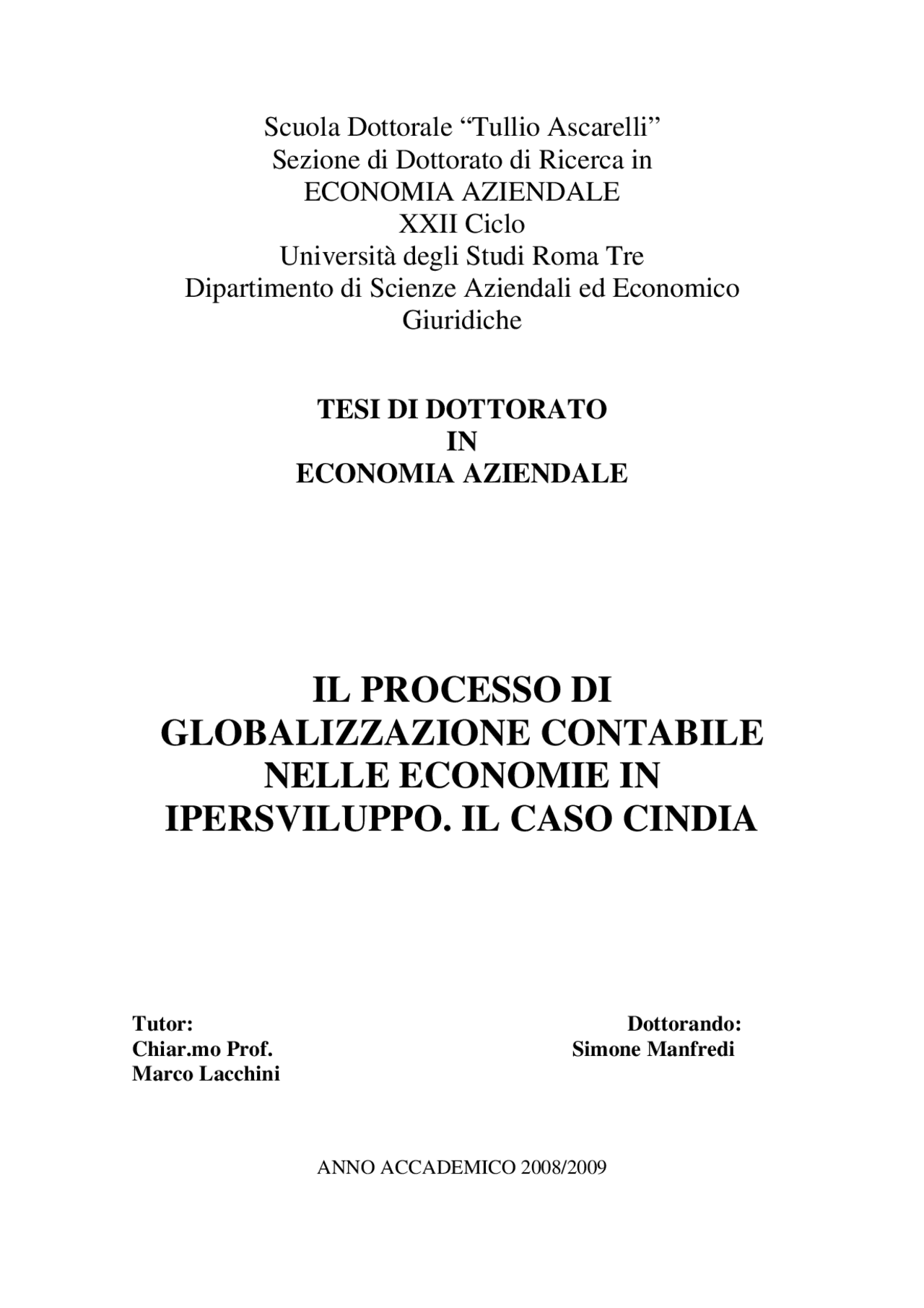 Il caso Cindia - Docsity