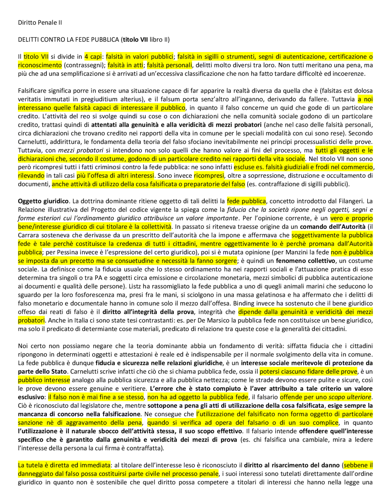 Riassunto Diritto Penale II - Parte Speciale - Antolisei - Docsity