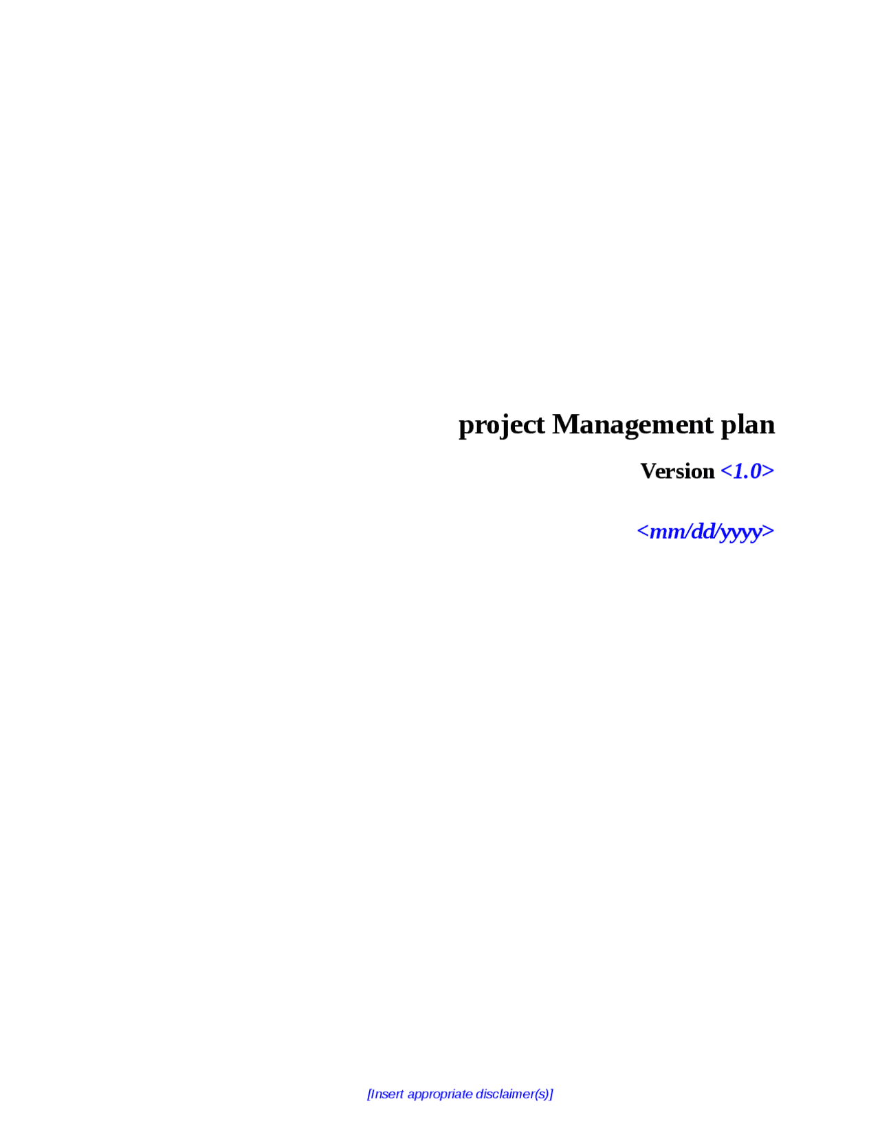Cdc up project management plan template - Docsity