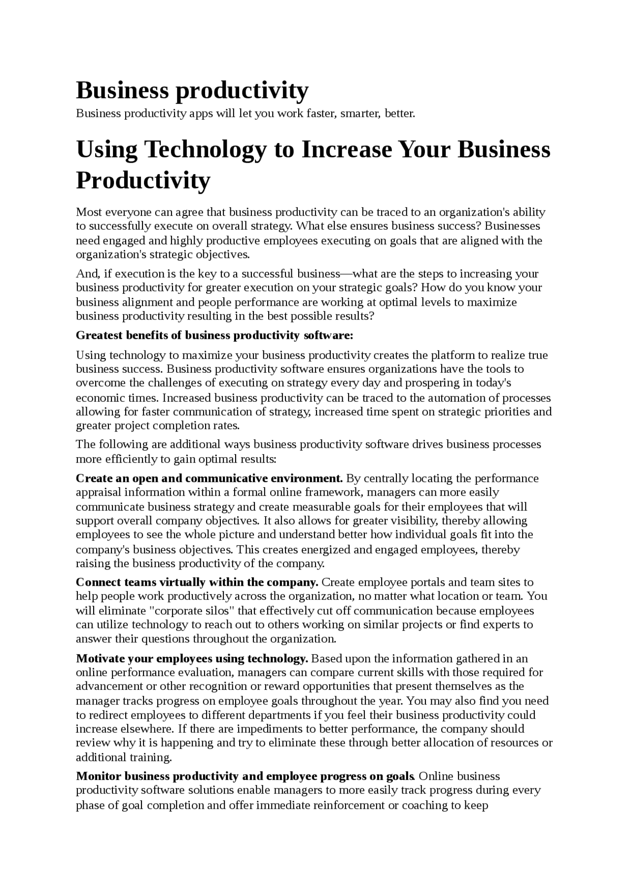 Business Productivity Lecture 1 Docsity