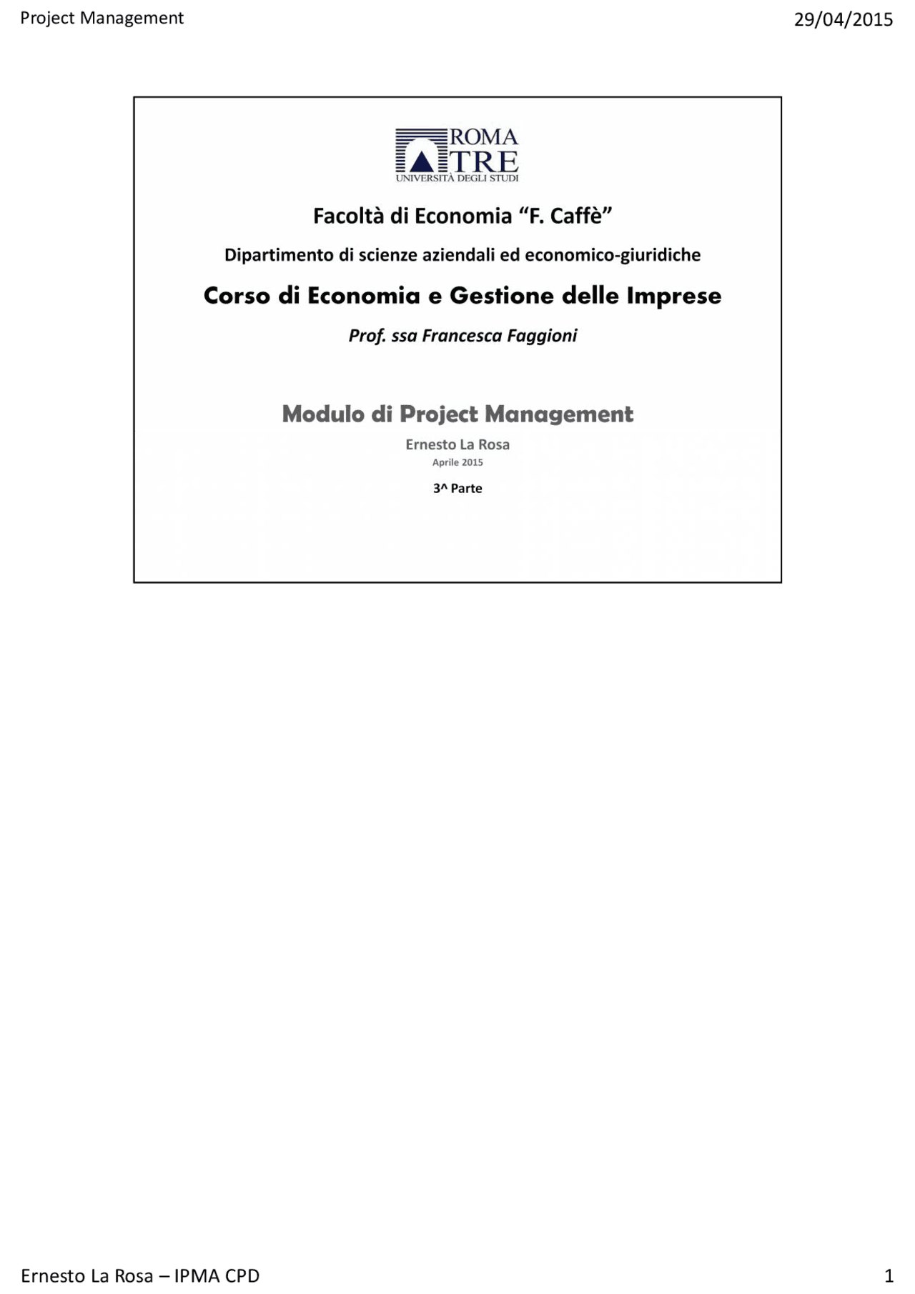 Schemi Project Management Docsity