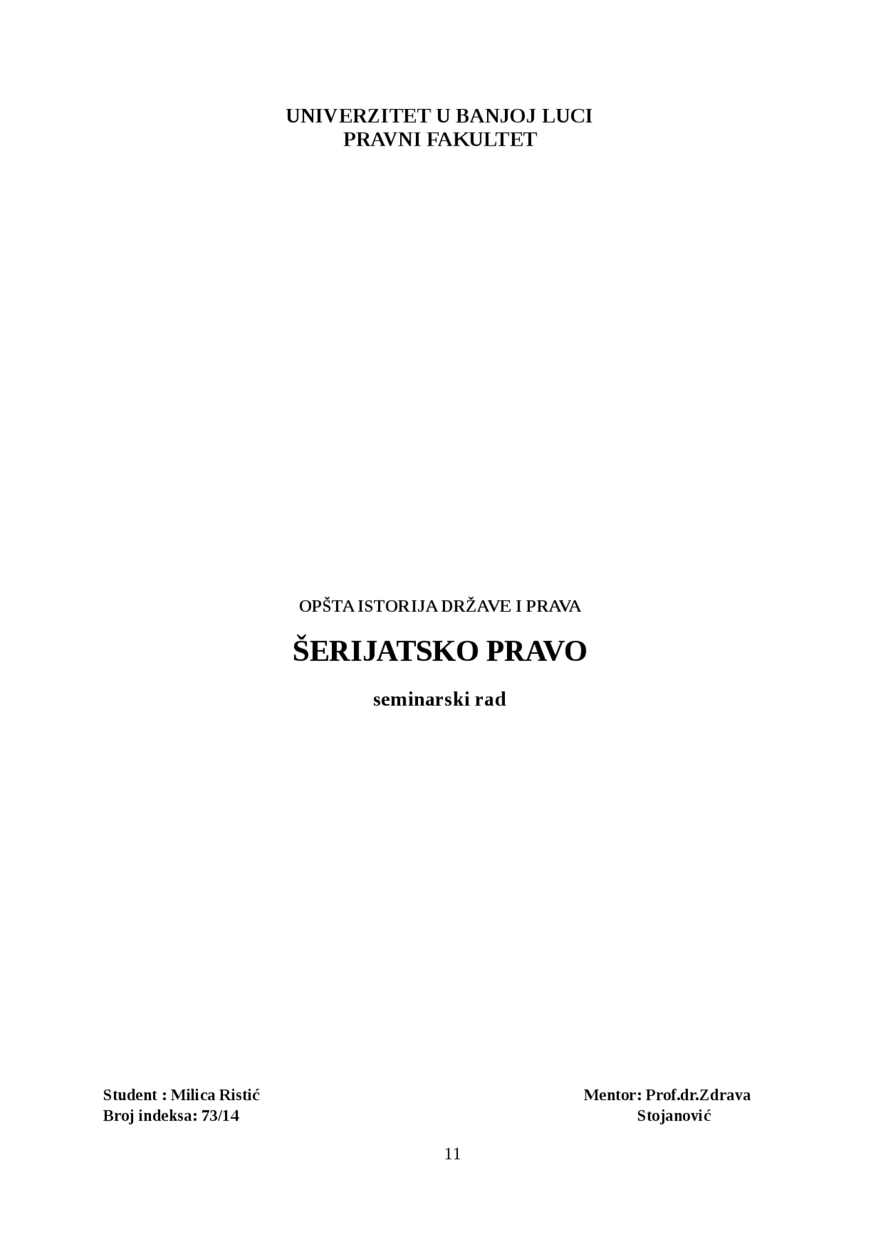 Šerijatsko pravo: izvori i grane | Seminarski radovi' predlog Opšta ...