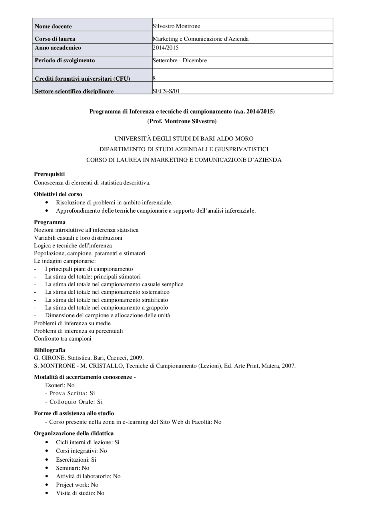 Appunti Su Inferenza E Tecniche Di Campionamento Docsity