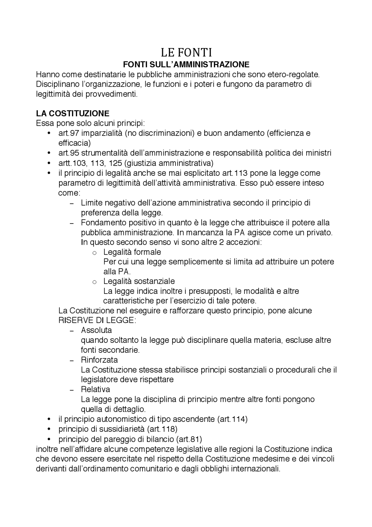 Le Fonti Riassunto Clarich Vandelli Docsity