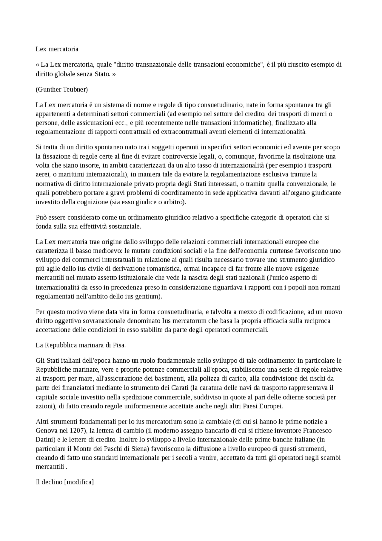 Lex mercatoria - Docsity