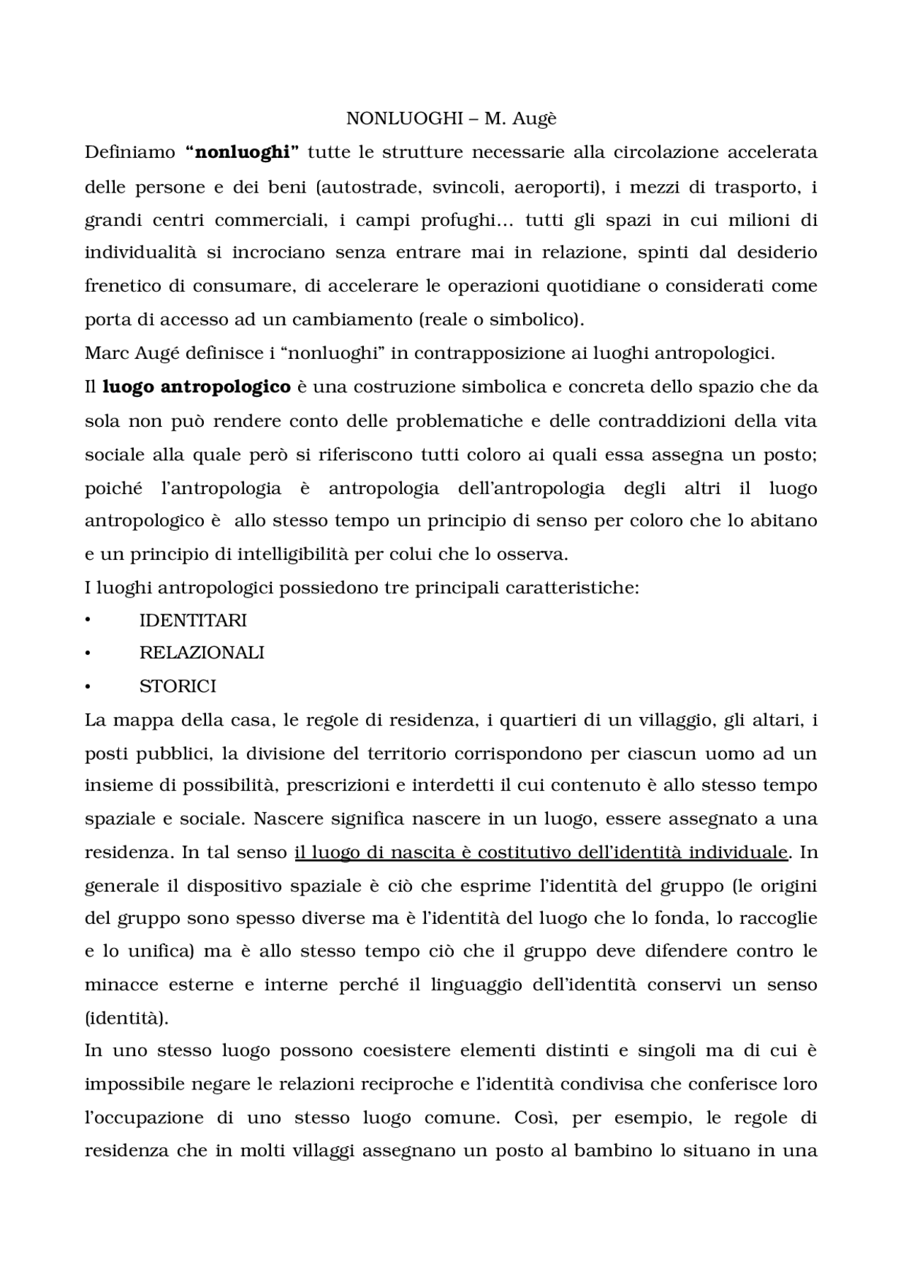 Riassunto Non Luoghi Docsity
