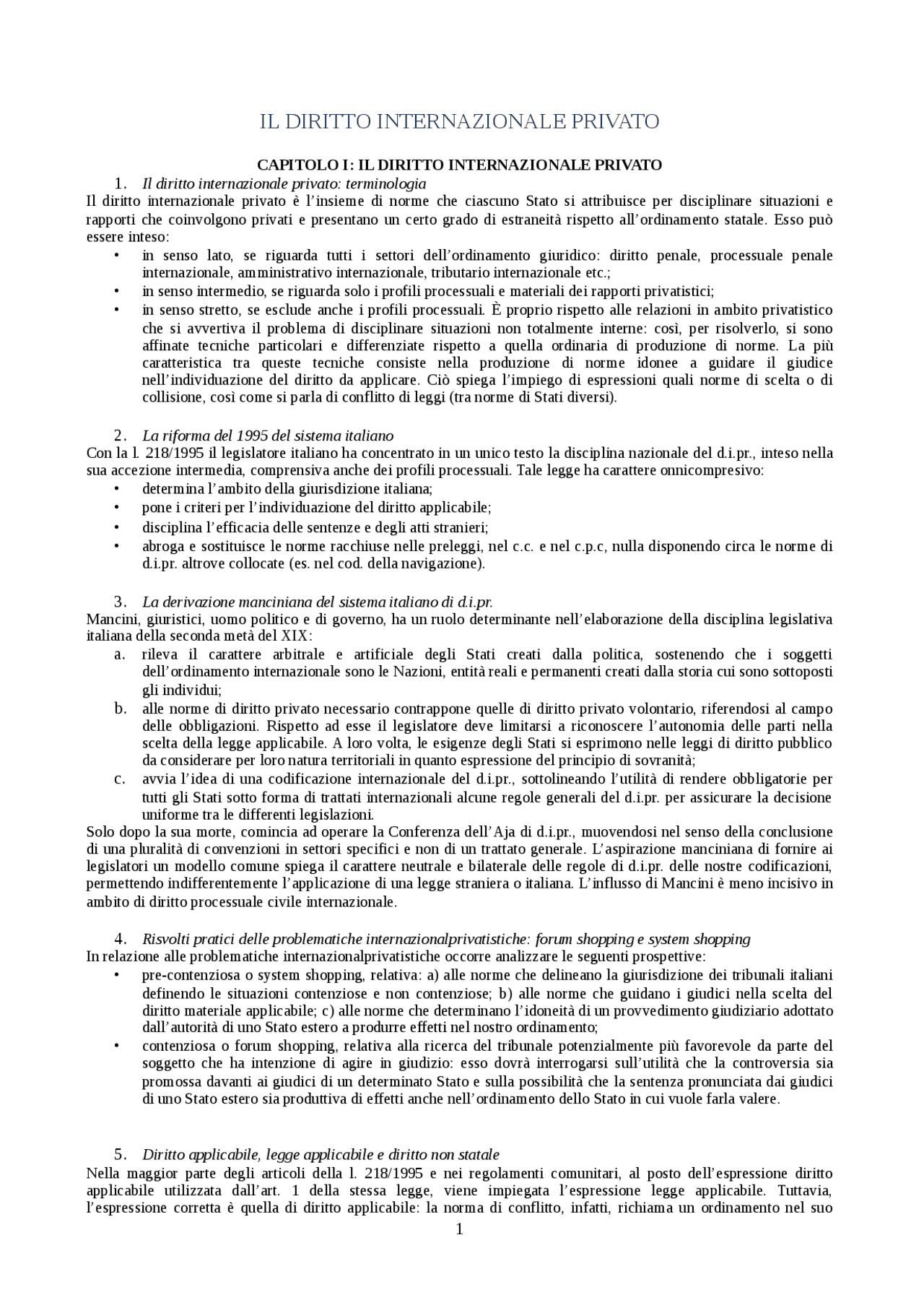 Riassunto Diritto Privato Internazionale Mosconi Docsity
