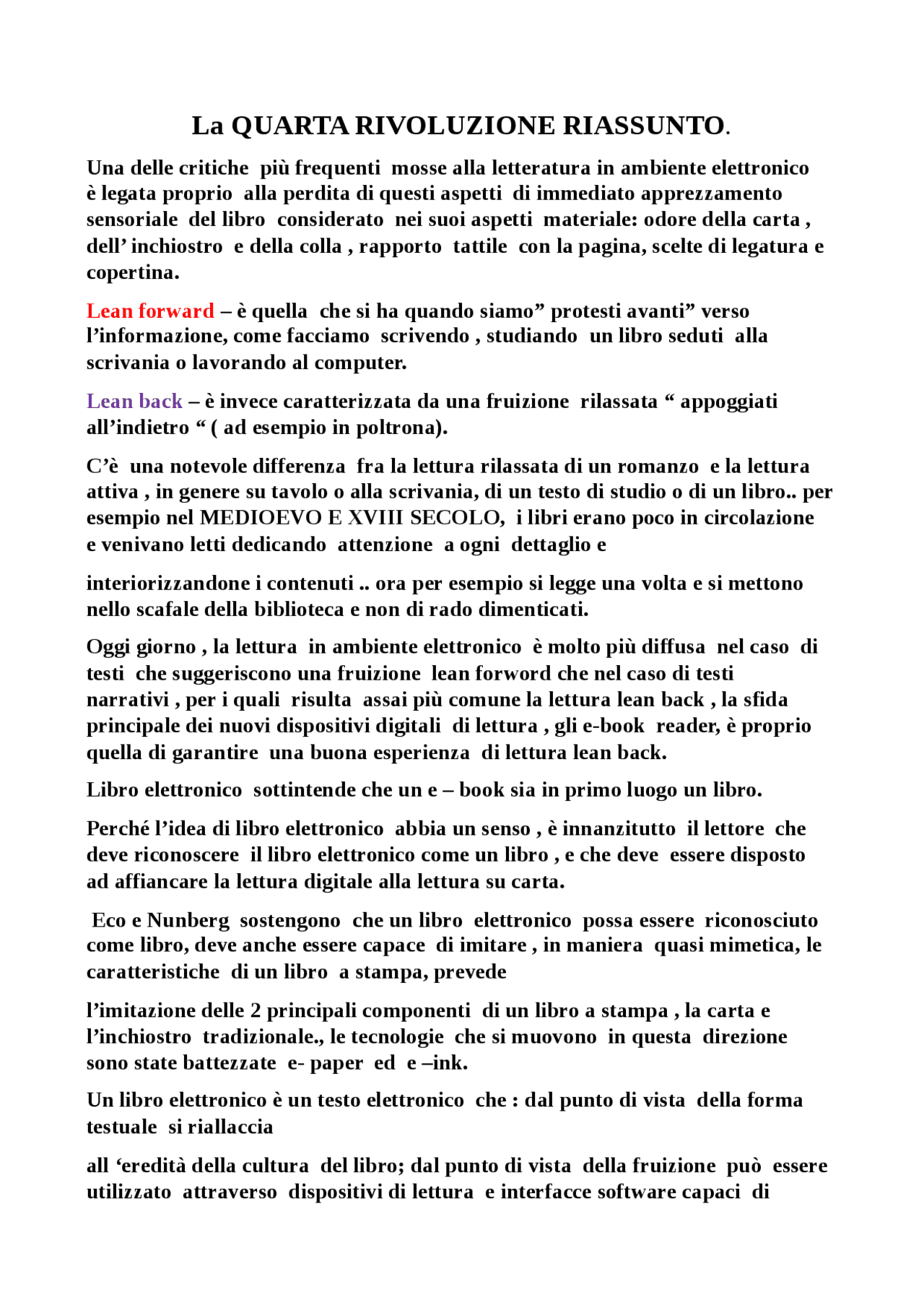 La Quarta Rivoluzione Riassunto Docsity