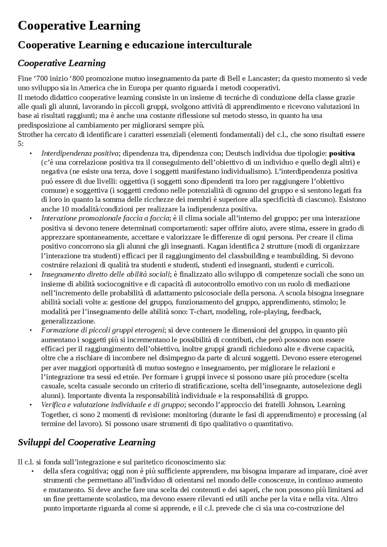 Cooperative Learning E Educazione Interculturale Docsity
