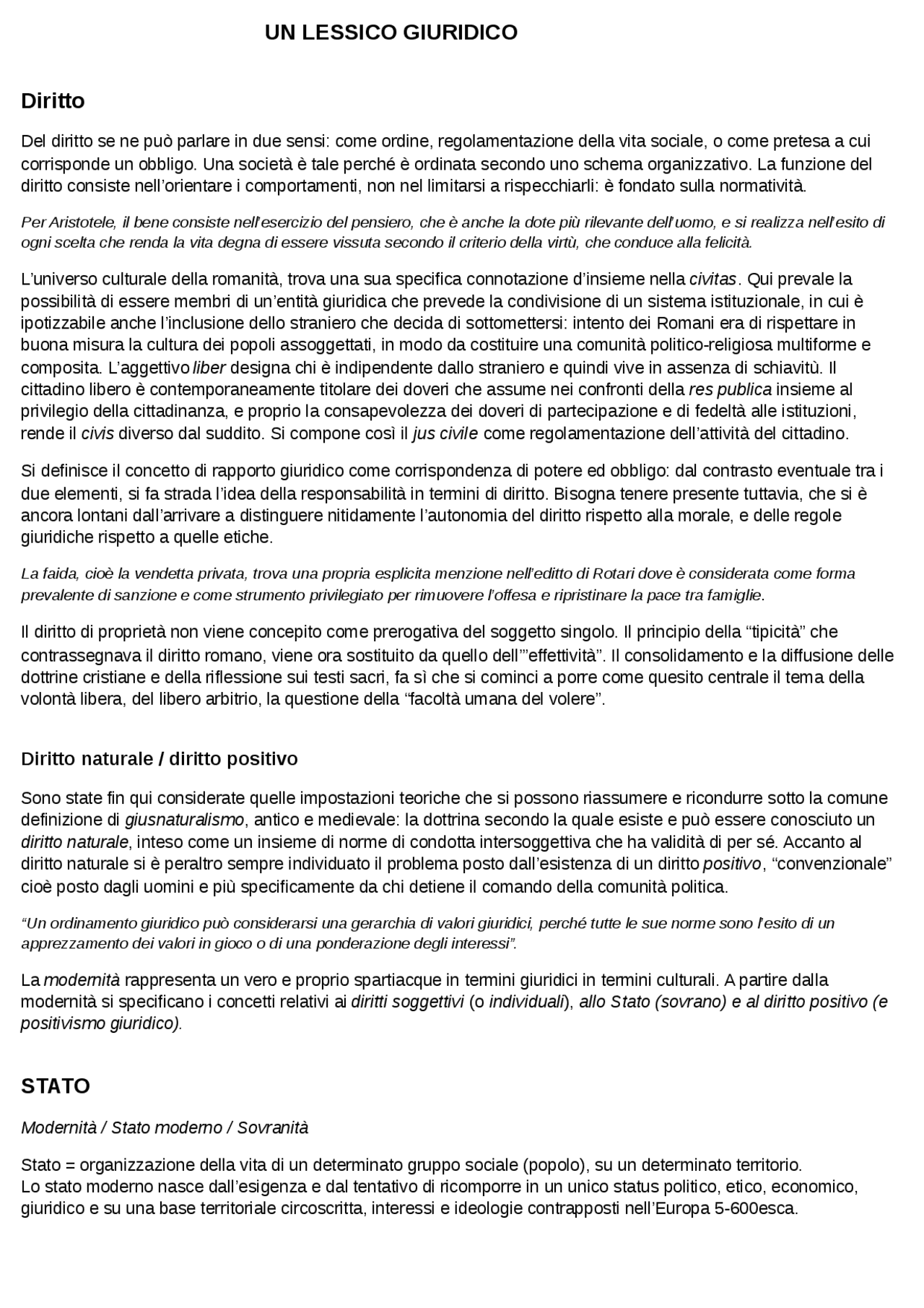 Un Lessico Giuridico Docsity