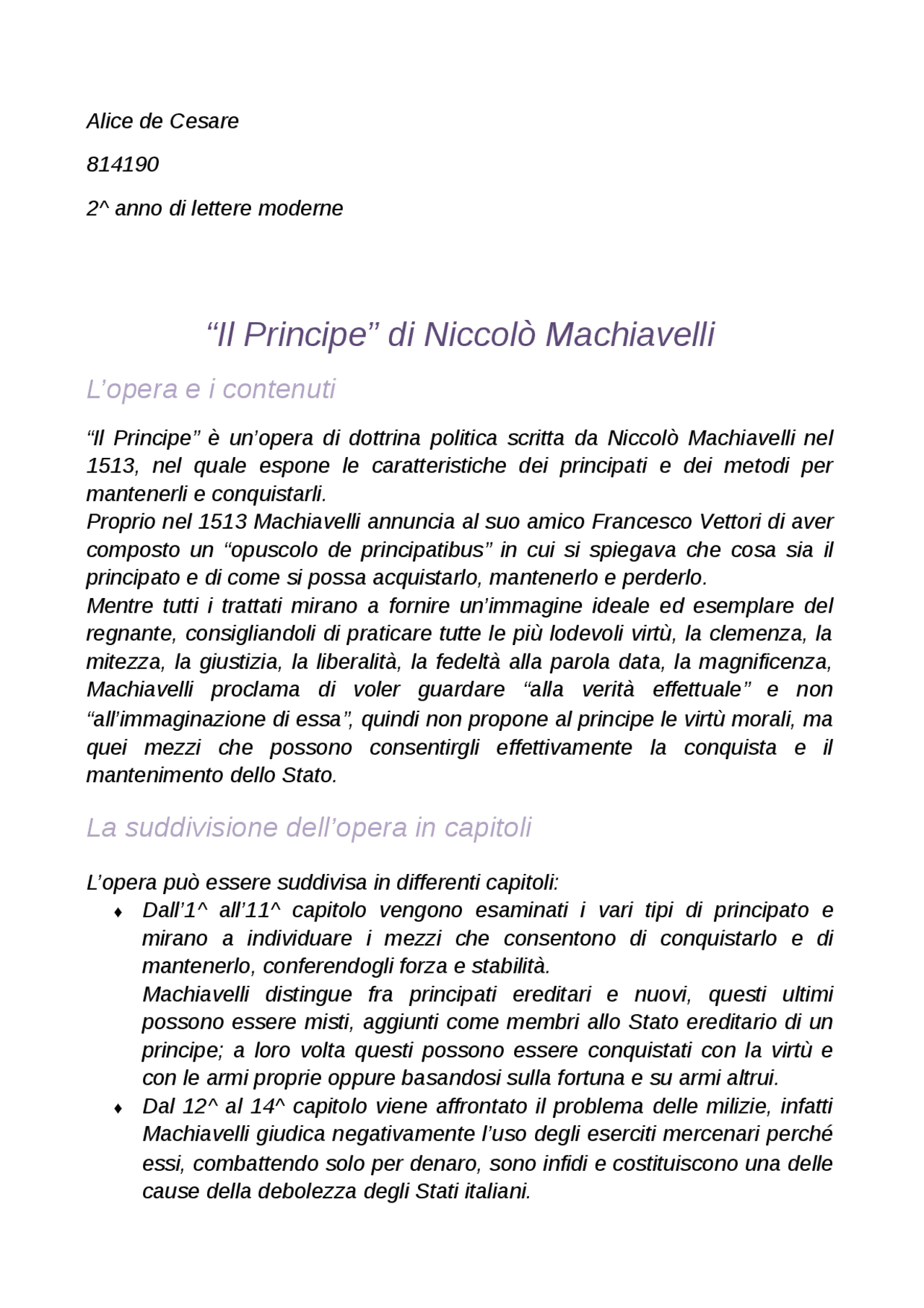 Riassunto Machiavelli Il Principe Docsity