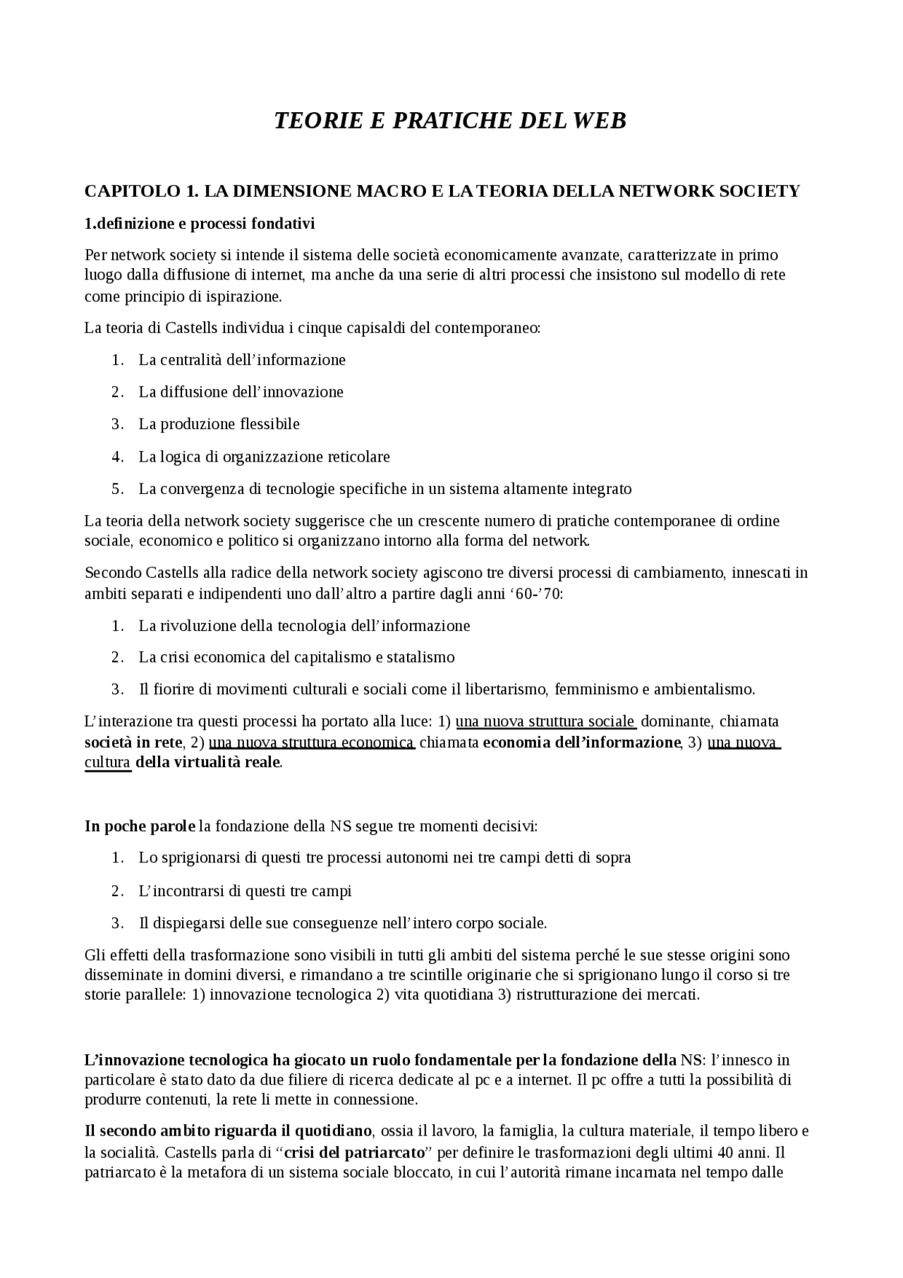Teorie E Pratiche Del Web Docsity
