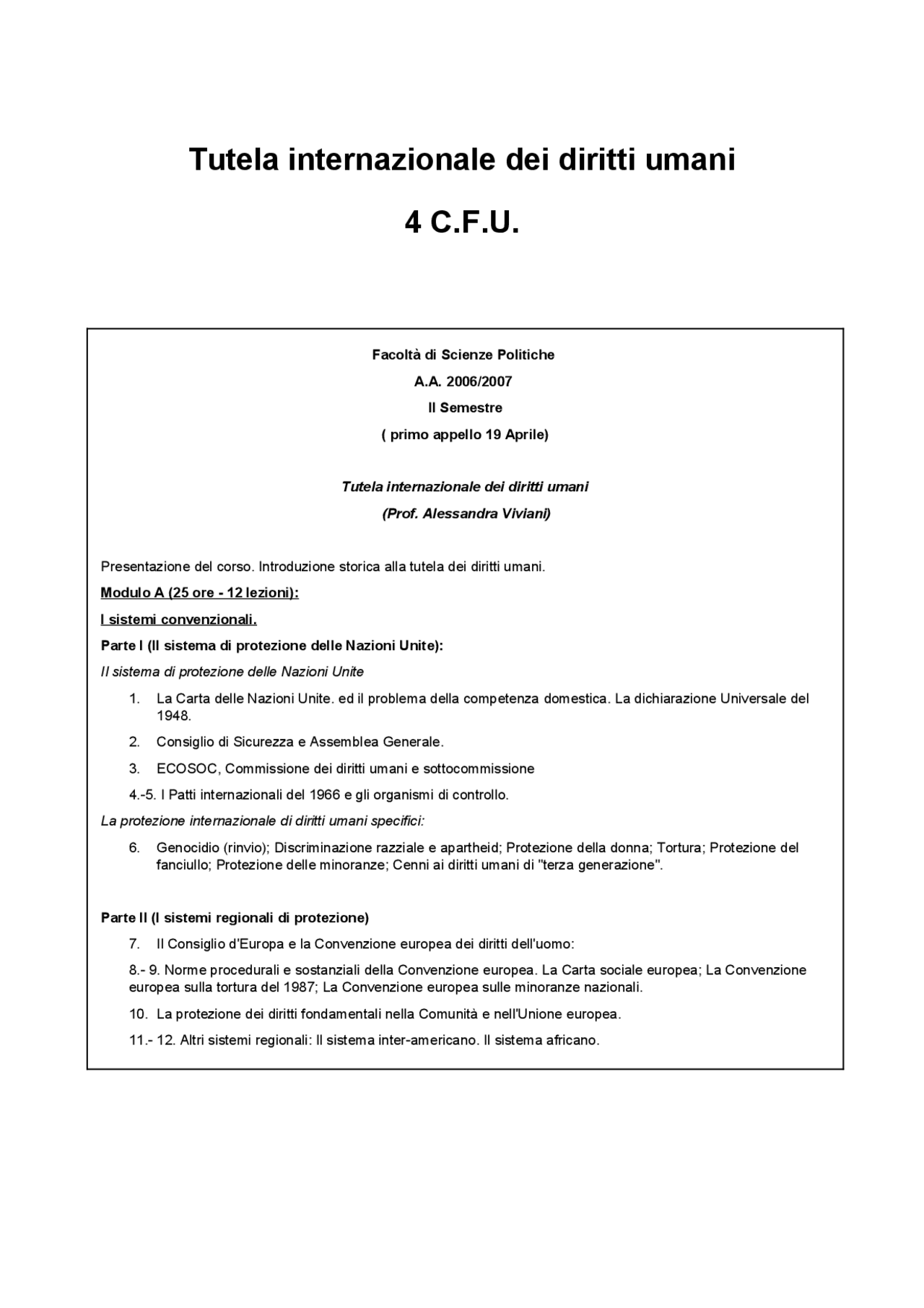 Tutela Dei Diritti Umani Docsity
