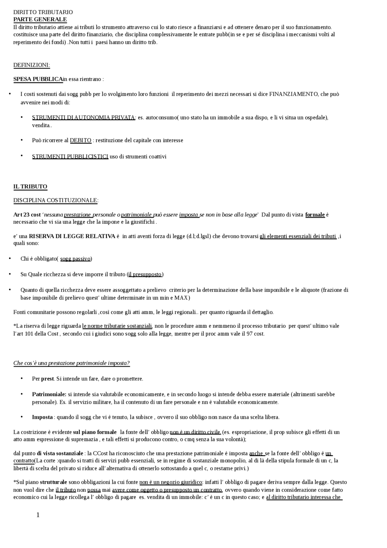 Diritto Tributario Docsity