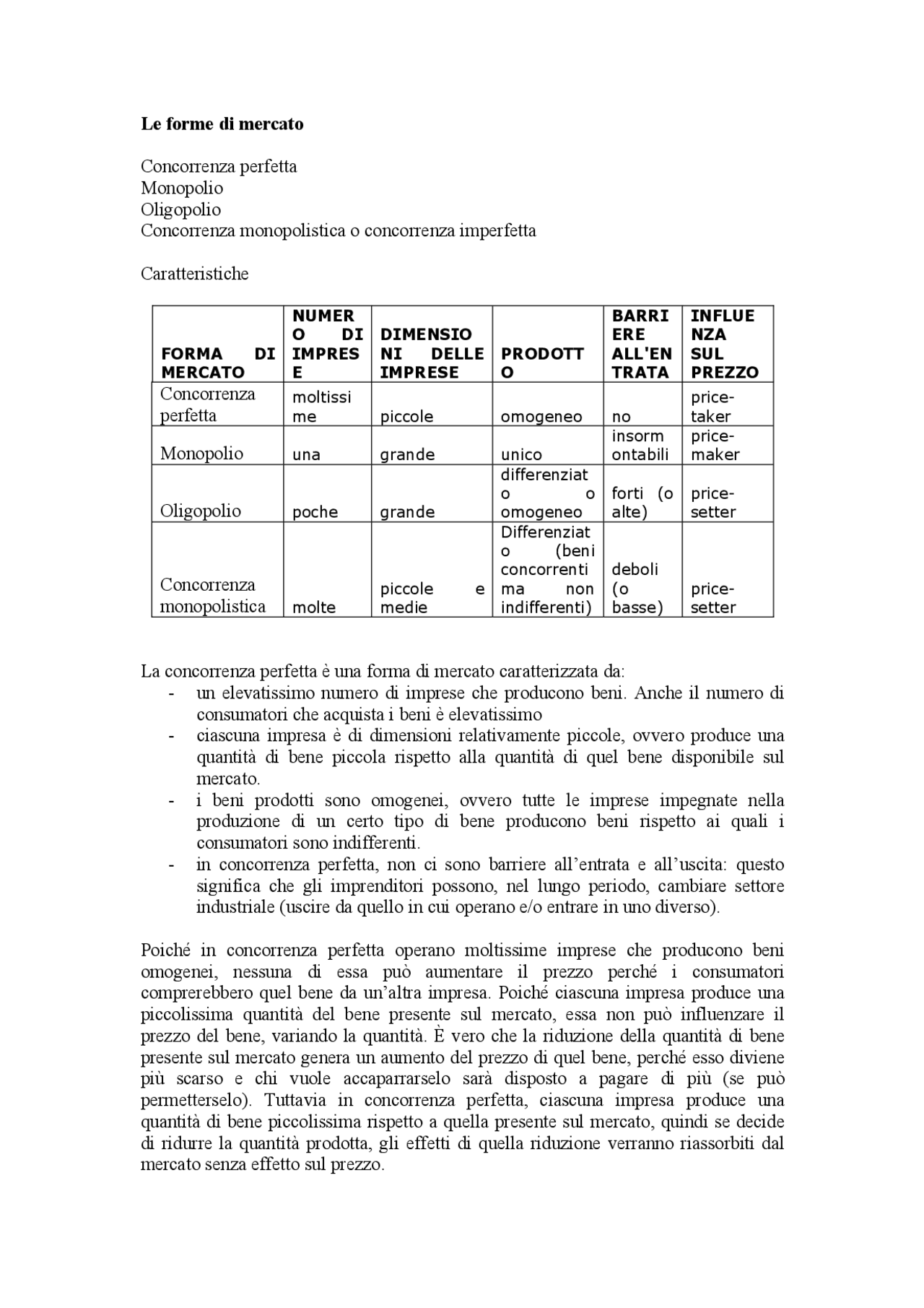 Le Forme Di Mercato Docsity