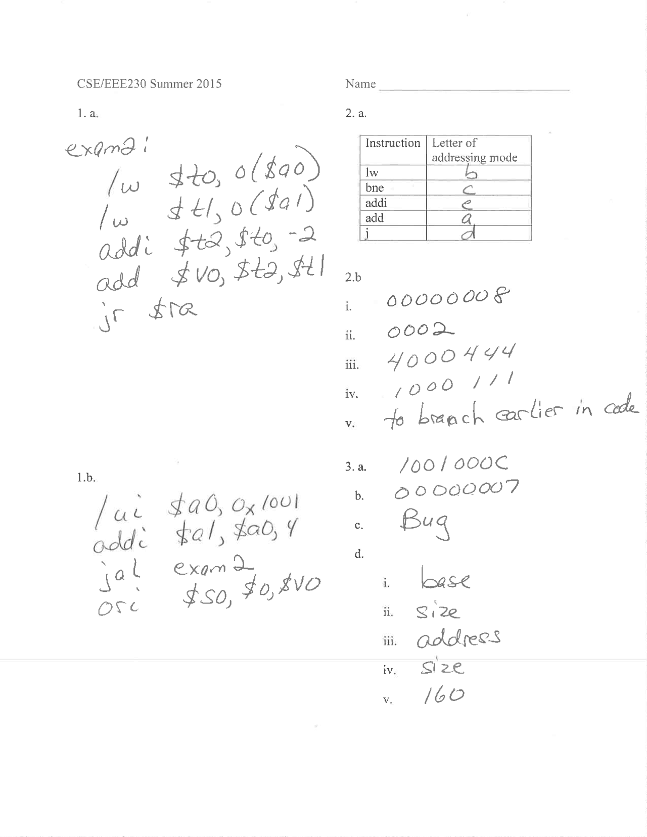 Exam 2 With Solution Computer Organization Assembly Language Program