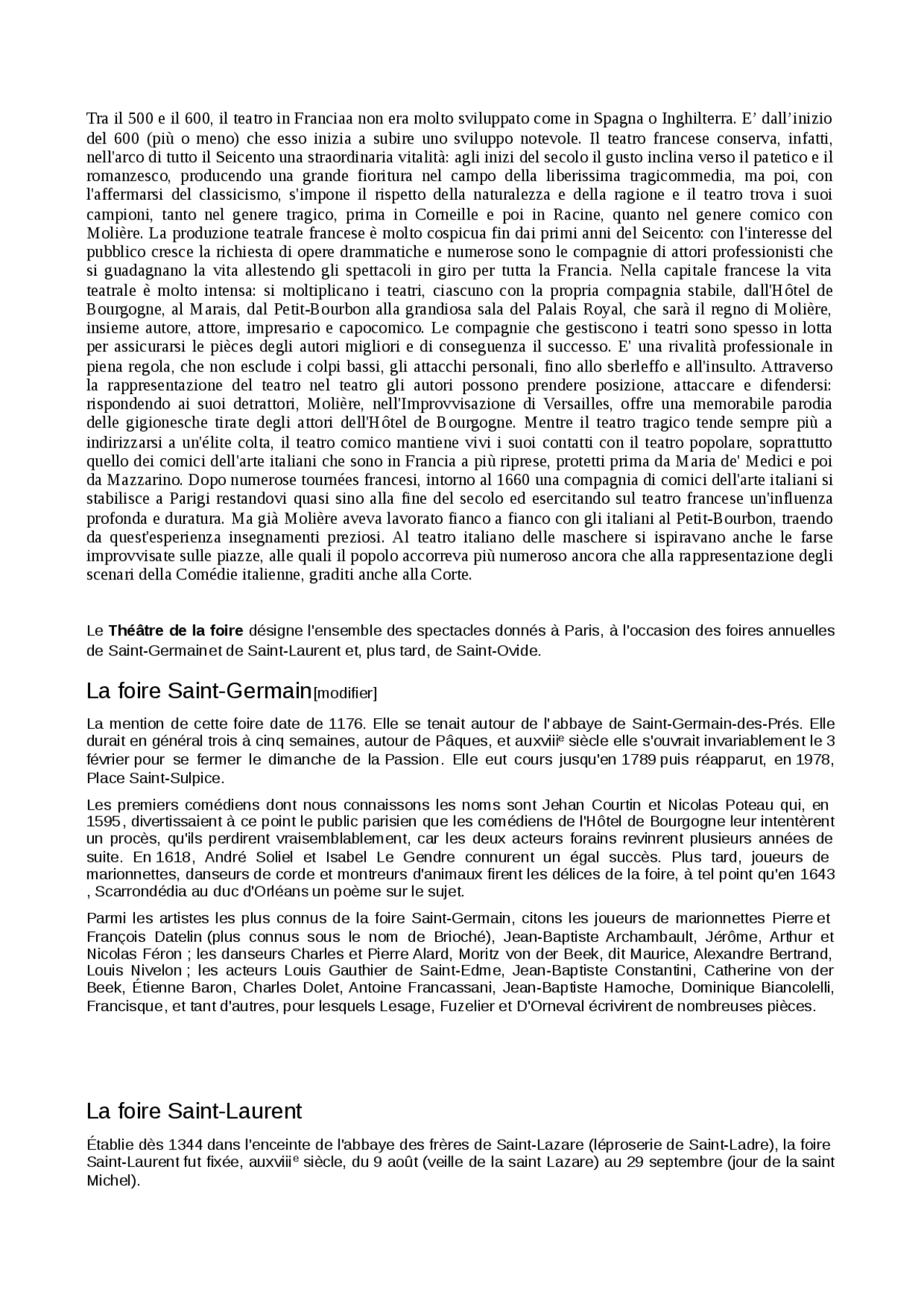 Appunti Sul Teatro Francese Del 500600 Docsity